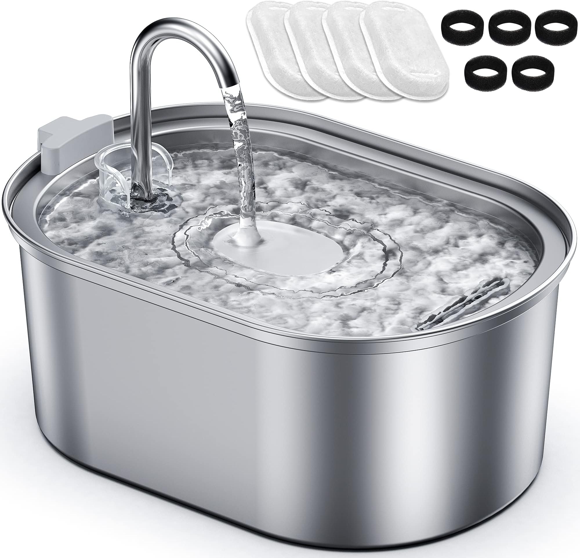 Petace Stainless Steel Cat Water Fountain, Pet Drinking Fountain with ...