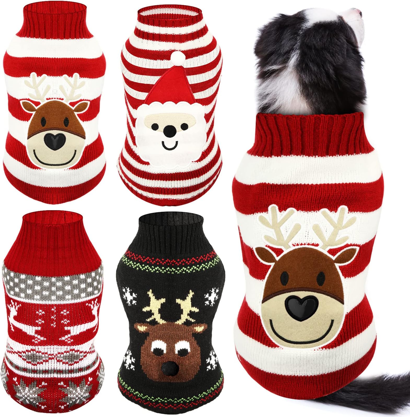Amazon.com : 4 Pieces Dog Sweaters Christmas Halloween Dog Holiday ...