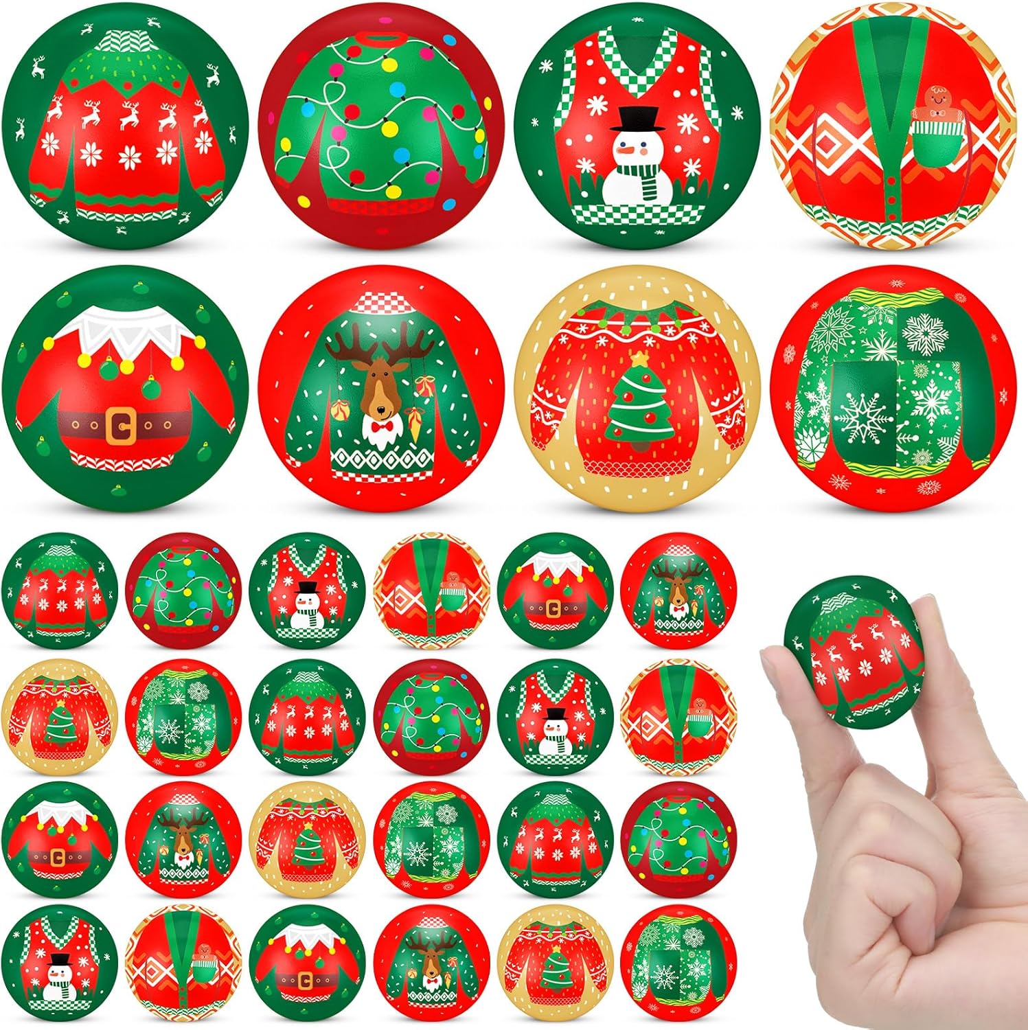 Amazon.com: Libima 48 Pcs Christmas Stress Balls Bulk Ugly Sweater ...