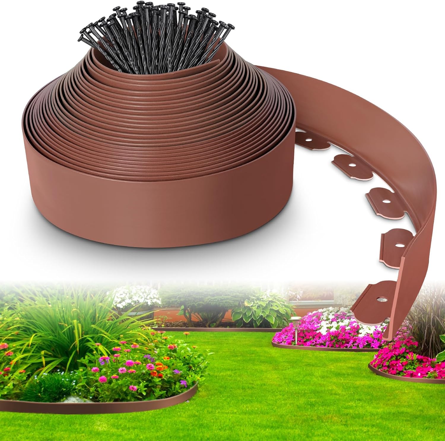 Amazon.com : 4-Inch x 33 FT Landscape Edging Border with 50 Spikes ...