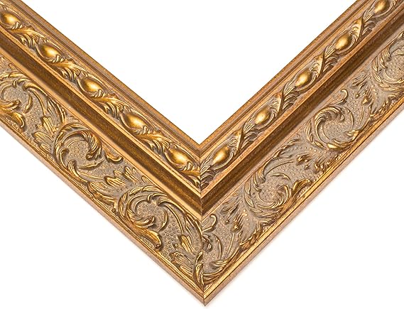 Amazon.com: 18x18 Frame Gold Real Wood Picture Frame Width 2 Inches ...