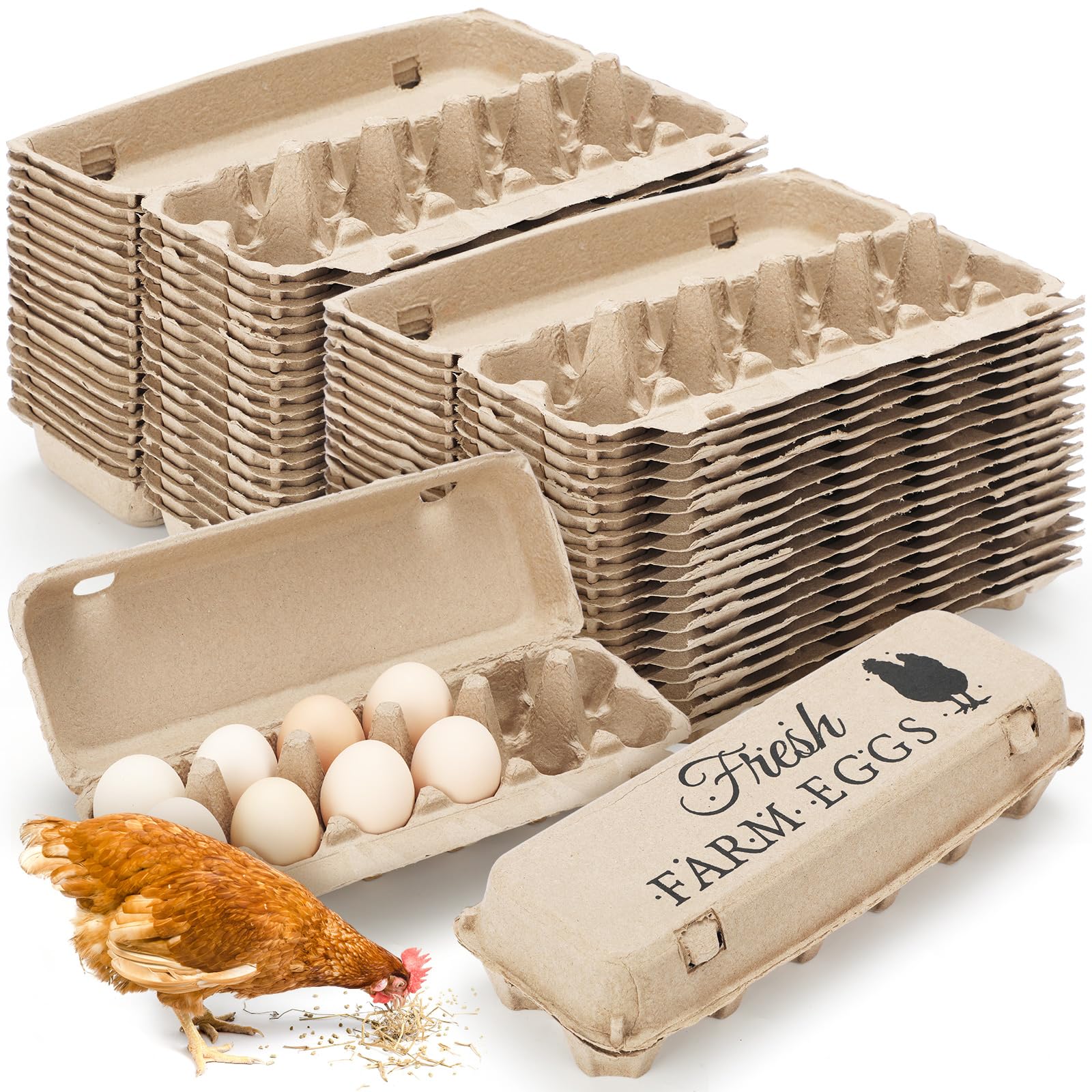 Amazon.com: Ziliny 100 Pack 12 Count Egg Carton Bulk Reusable Paper ...