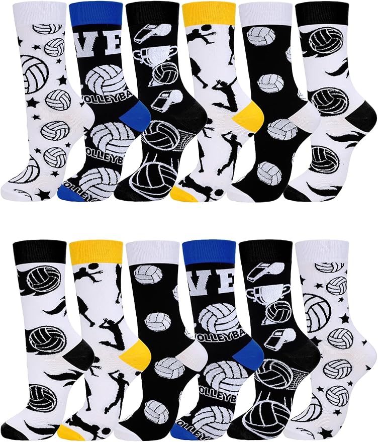 Amazon.com: Xaatren 12 Pairs Volleyball Socks Volleyball Sports Socks ...