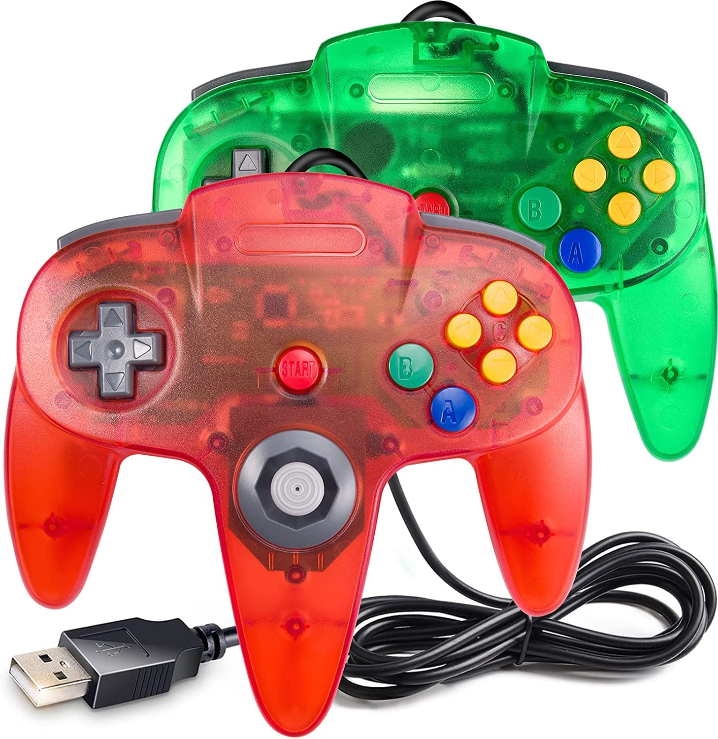 Amazon.com: 2 Pack Classic N64 Controller,N64 Wired USB PC Game pad ...