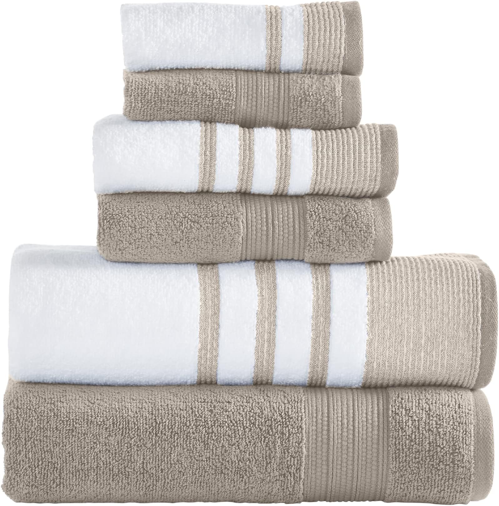 Amazon.com: Modern Threads 6 Piece Set, 2 Bath Towels, 2 Hand Towels, 2 ...