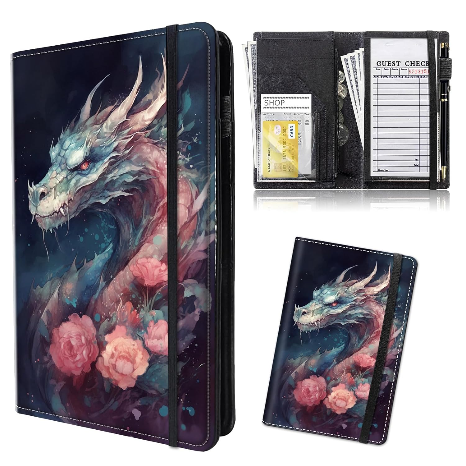 Amazon.com: Server Book Leather Waiter Book Server Wallet Zipper ...