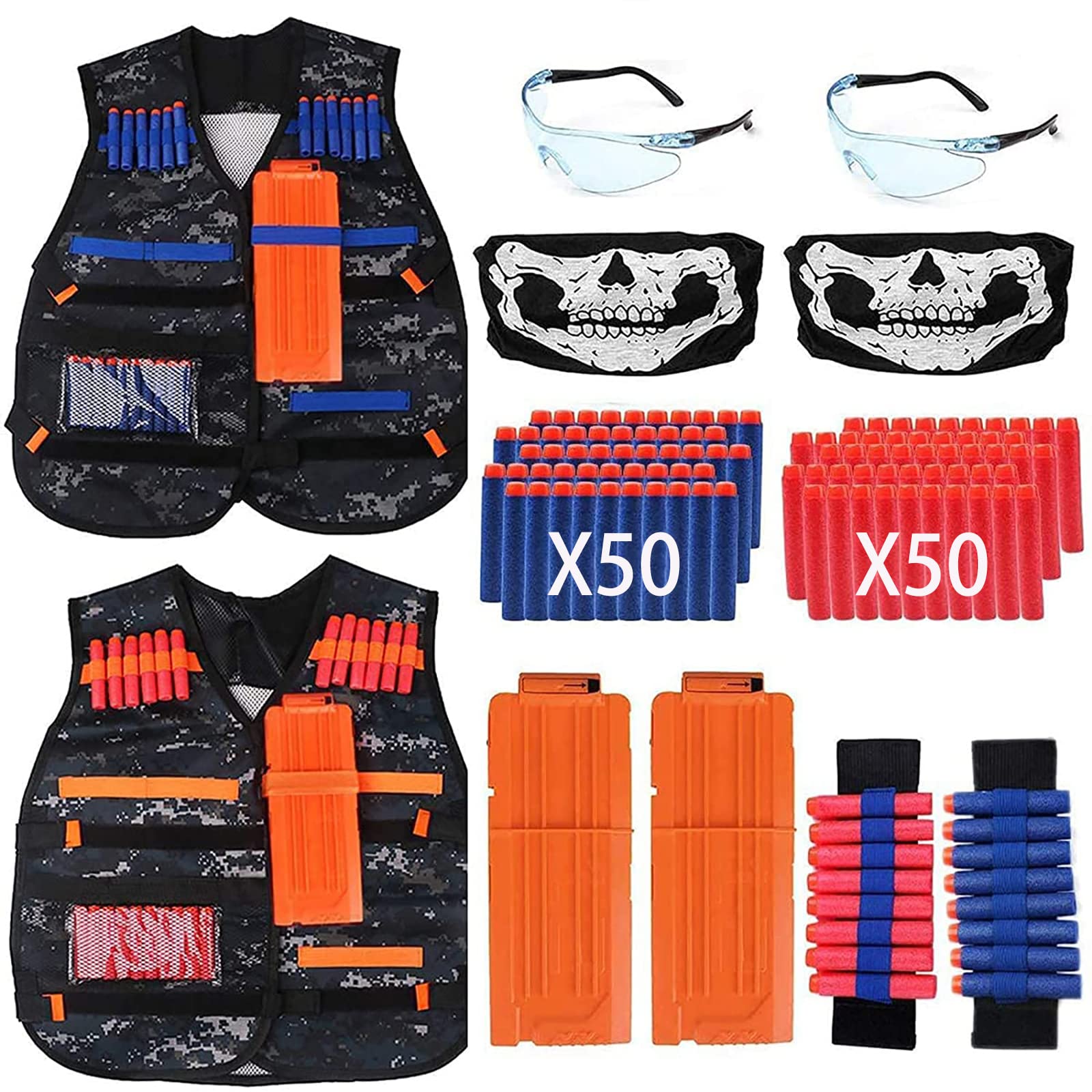 Buy Nerf Vests for Kids, 110pcs 2 Set Tactical Vest Kit for Nerf Guns N ...