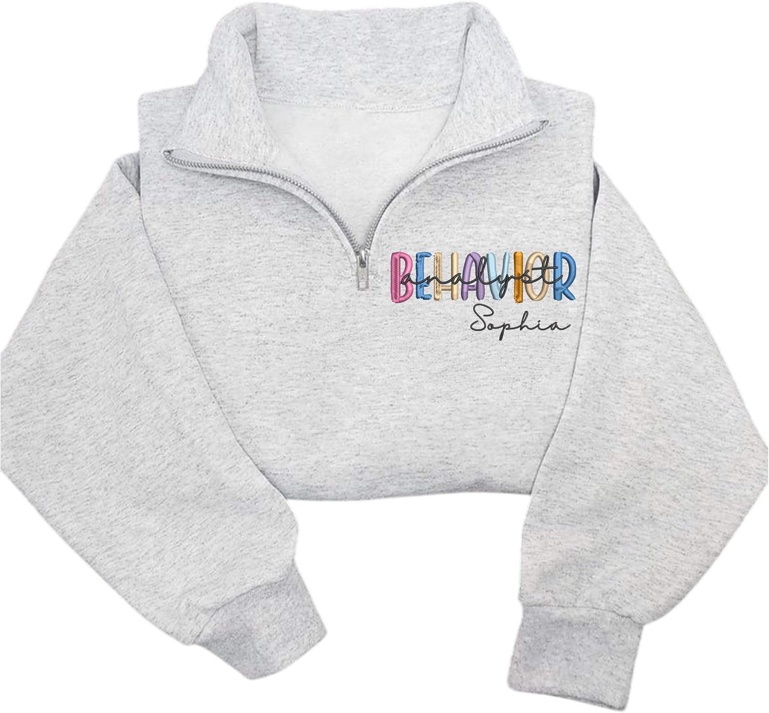 Chillever Custom Embroidered Behavior Analyst Quarter Zip Sweatshirt ...