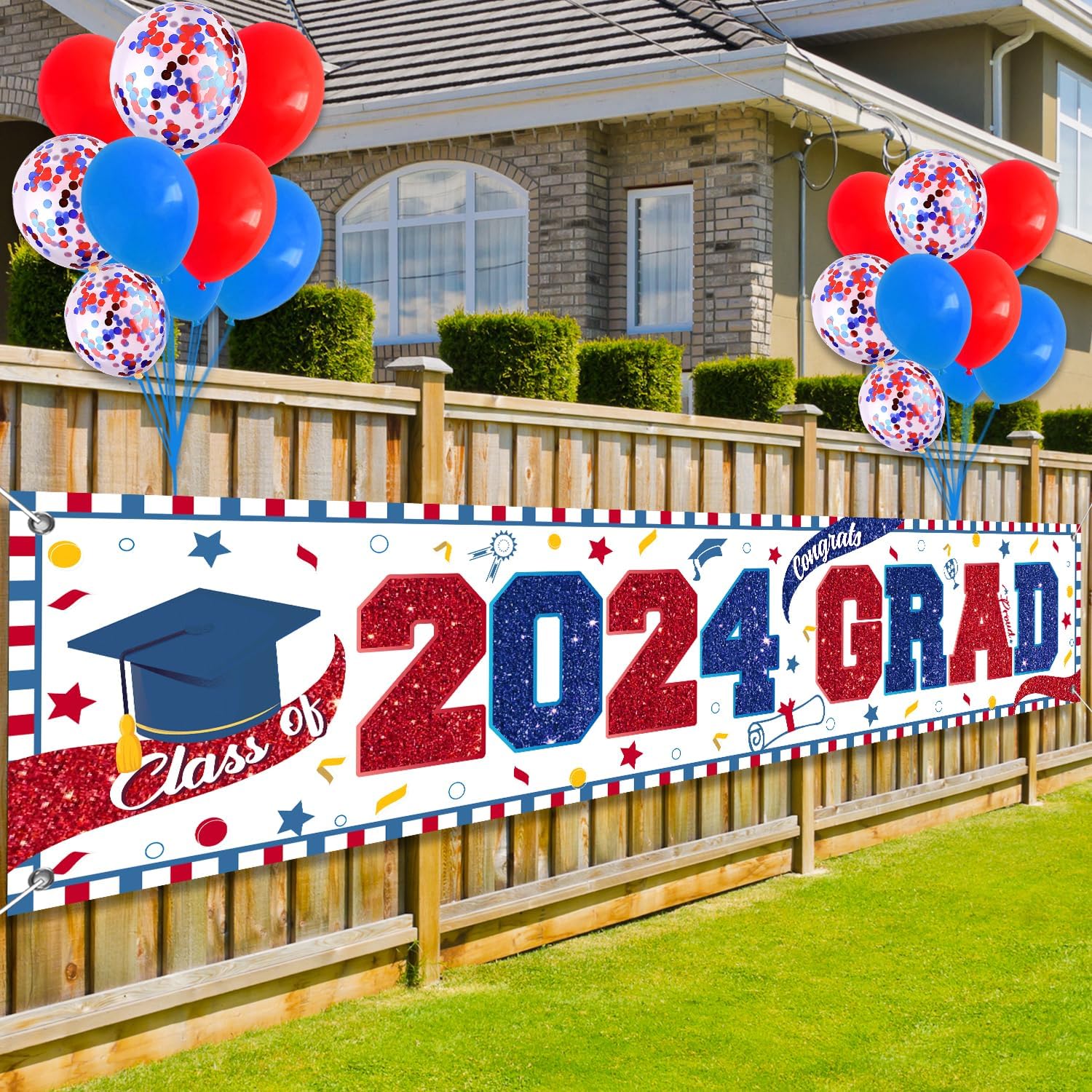 Amazon.com: 2024 Graduation Yard Signs Red and Blue Class of 2024 ...