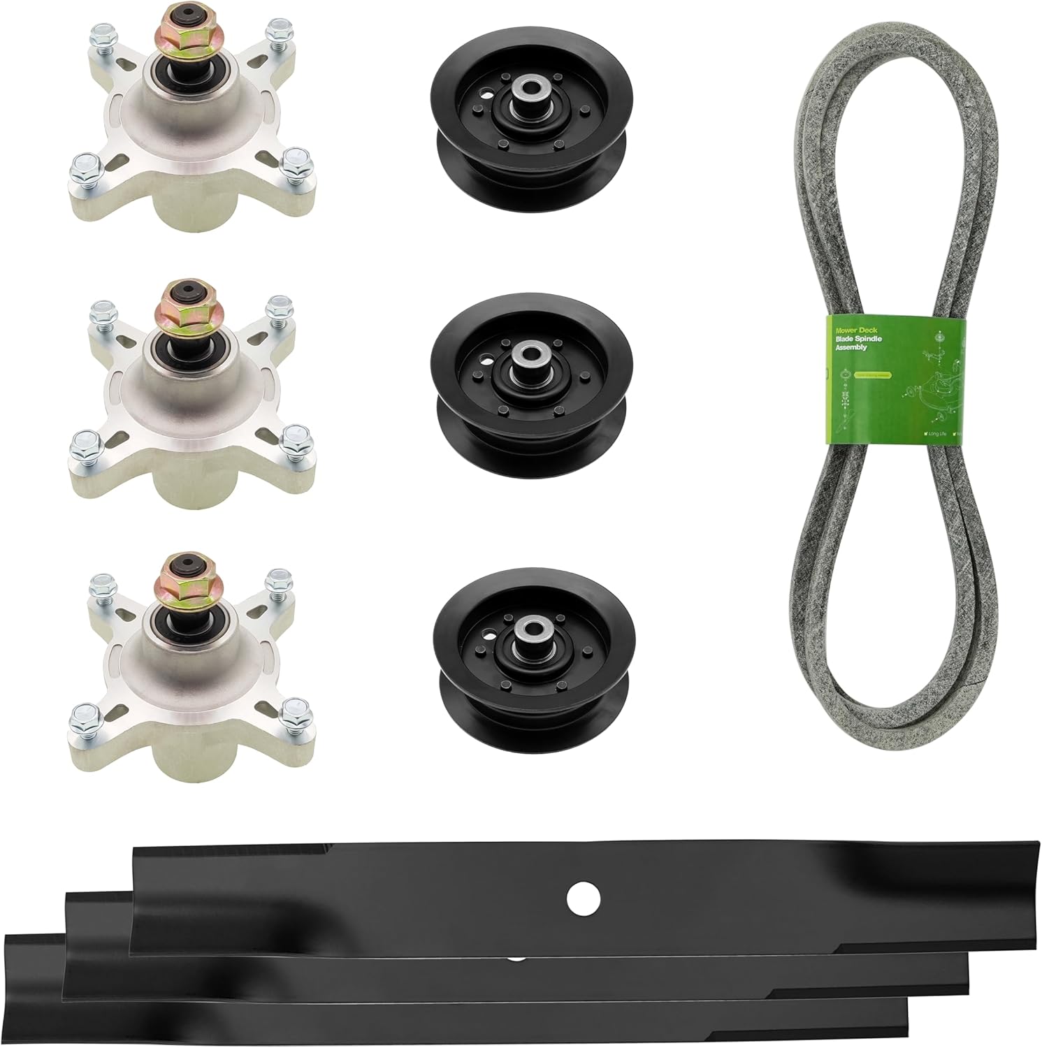 Amazon.com : q&p Deck Rebuild Kit fit for Blades Pulley Spindles Belt ...