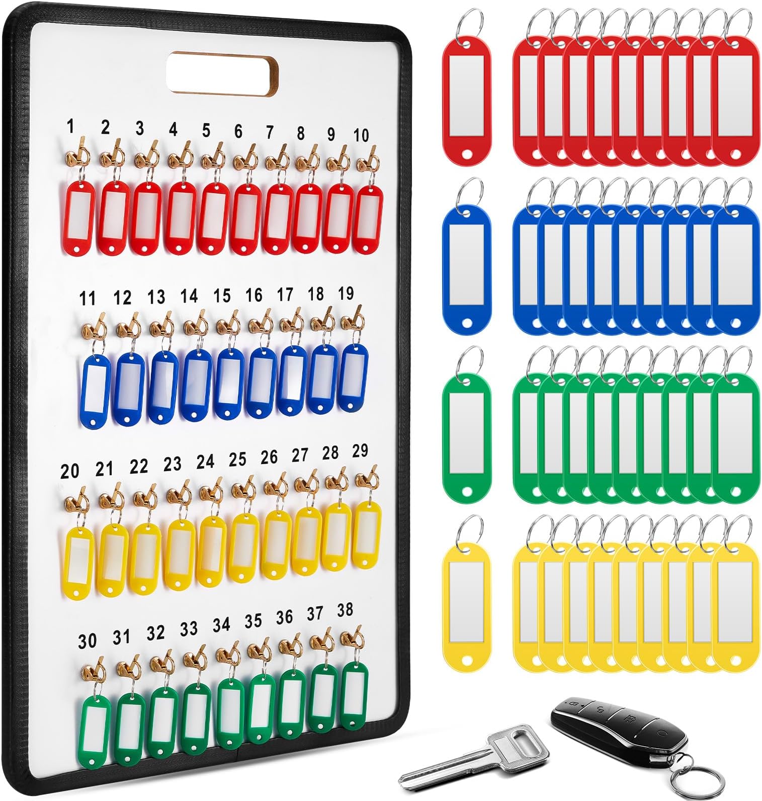 Amazon.com: RattanView Key Hook Board Rack with 40 Pcs Plastic Tags Set ...