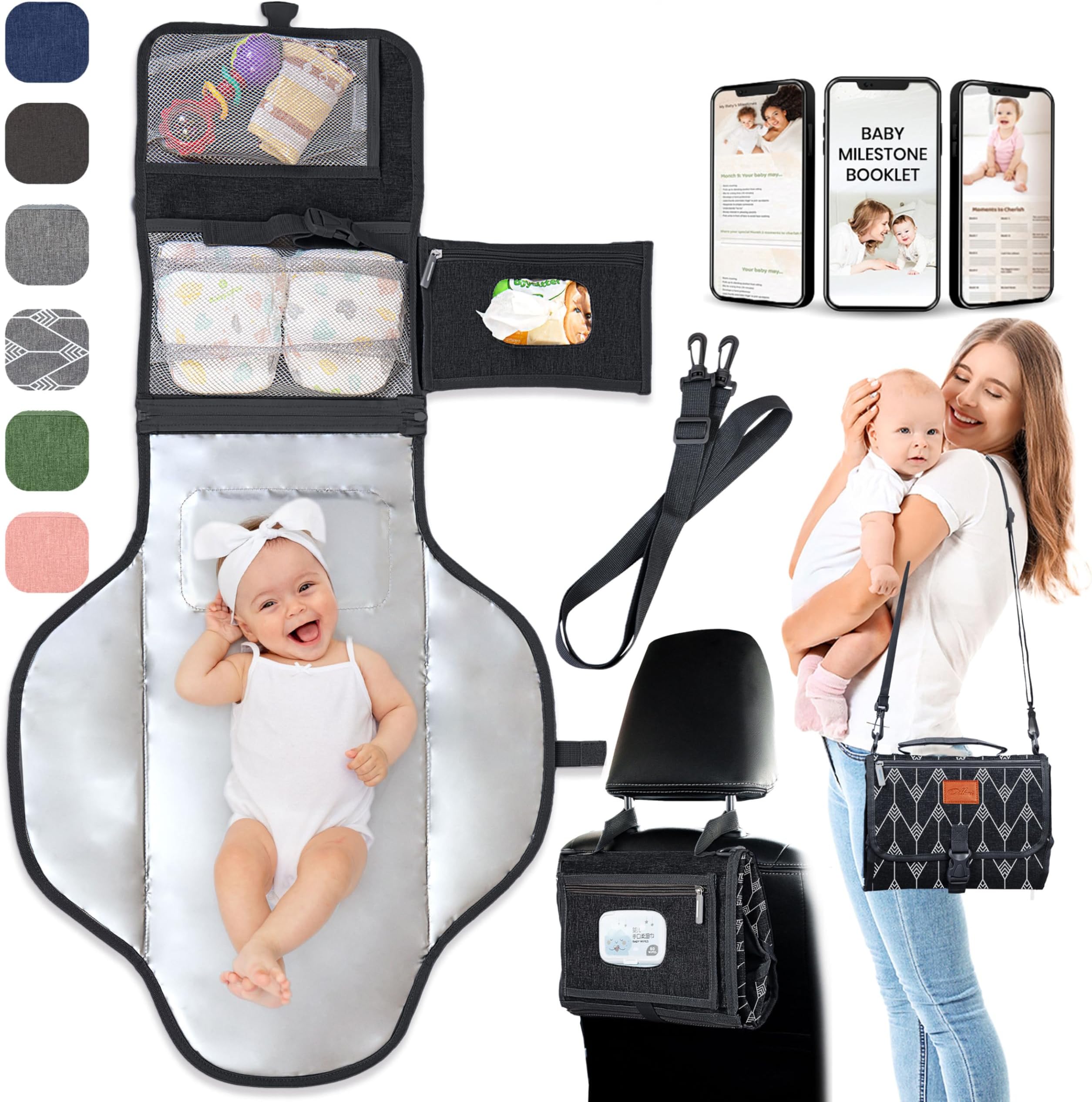 Amazon.com : Portable Changing Pad for Baby, Travel Diaper Changing Pad ...