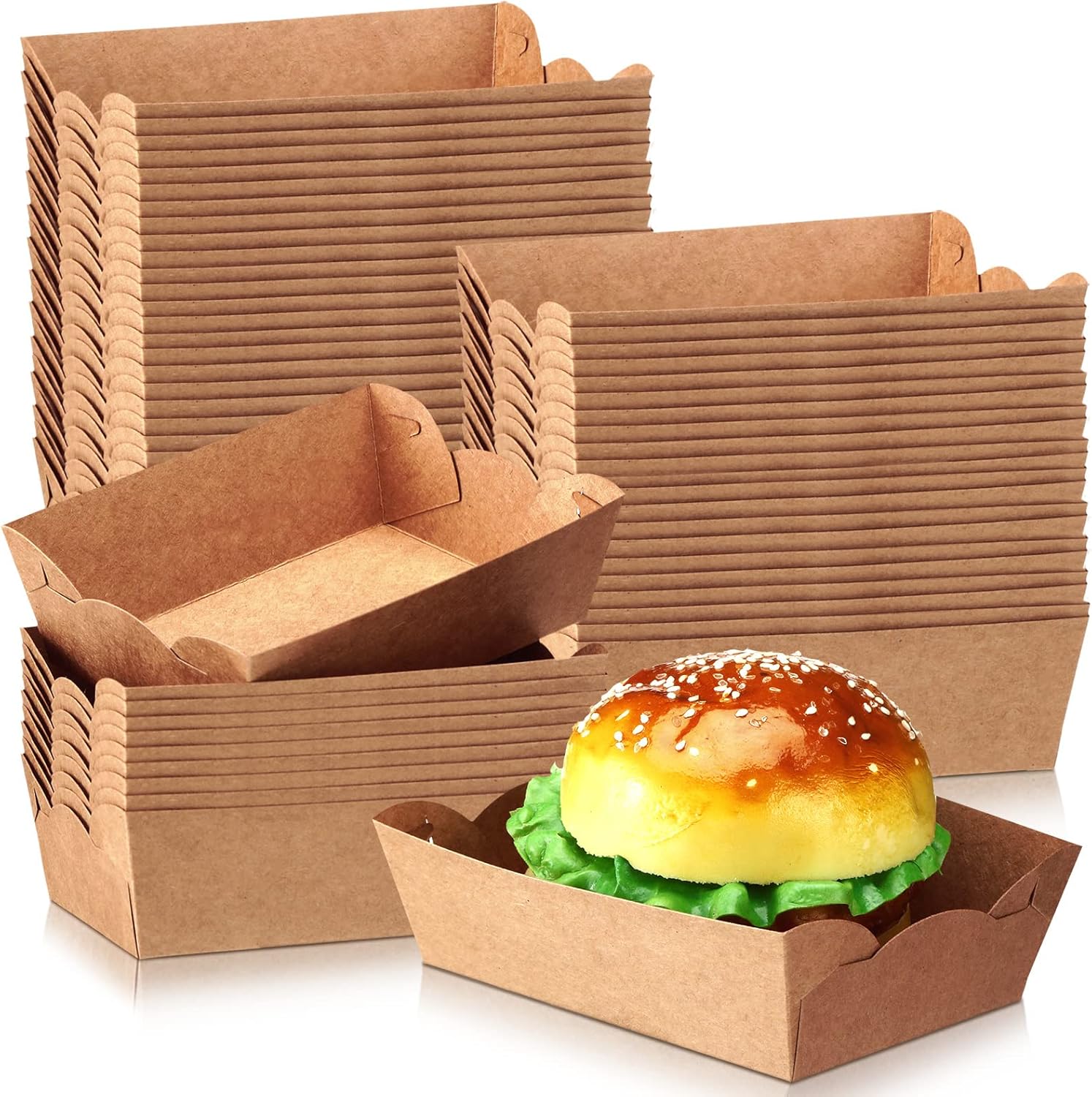Amazon.com: 500 Pack 2 lb Disposable Paper Food Tray Paper Take Out Food Serving Trays Hot Dogs ...