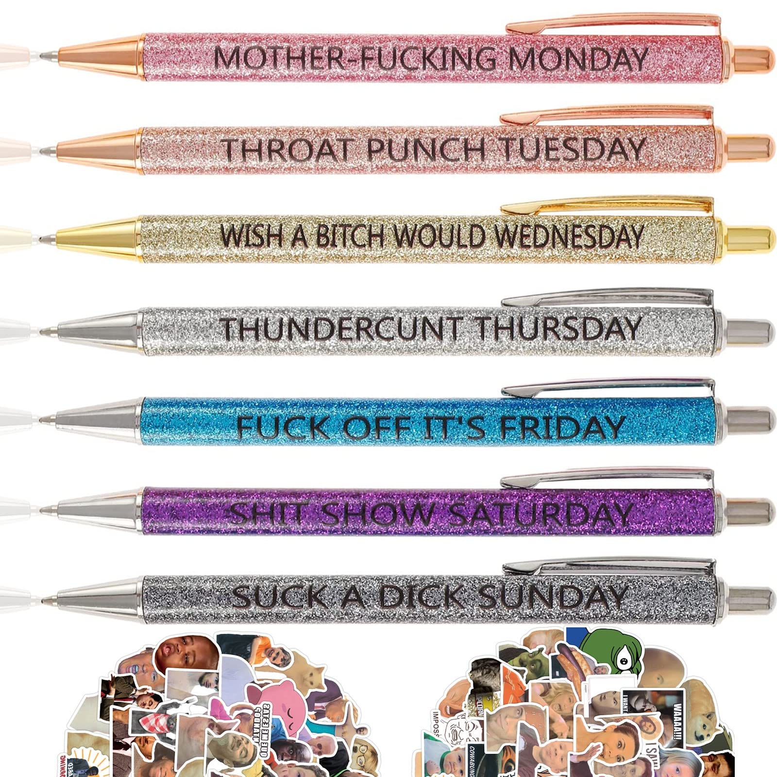 Funny Pens, Describing Mentality Dirty Cuss Word Pens and Stickers Set ...