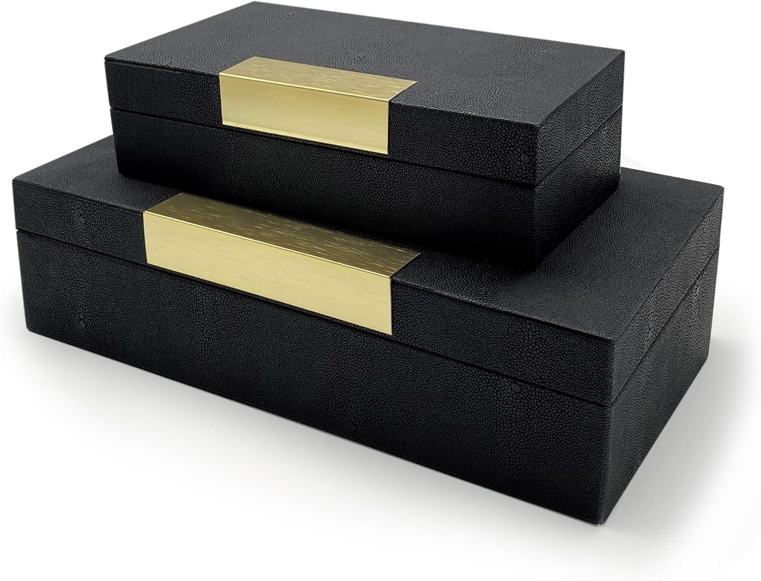 Amazon.com: BRANDLOUIE Decorative Boxes 2 Pc. Set, Shagreen Faux ...