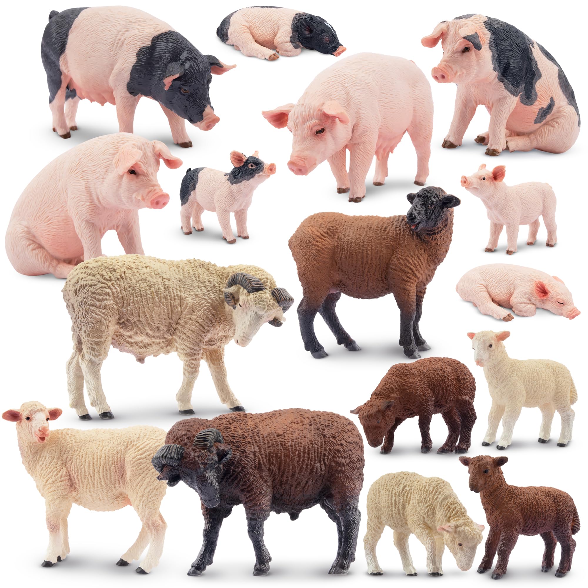 Amazon.com: Toymany 16PCS Realistic Pig Figurines and Merino Sheep ...