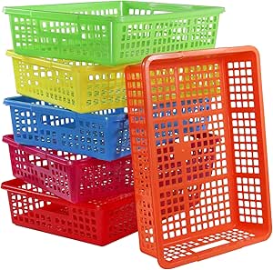 Amazon.com: FEOOWV 13.5x 10 x 3inch,Bulk Plastic Baskets Classroom ...