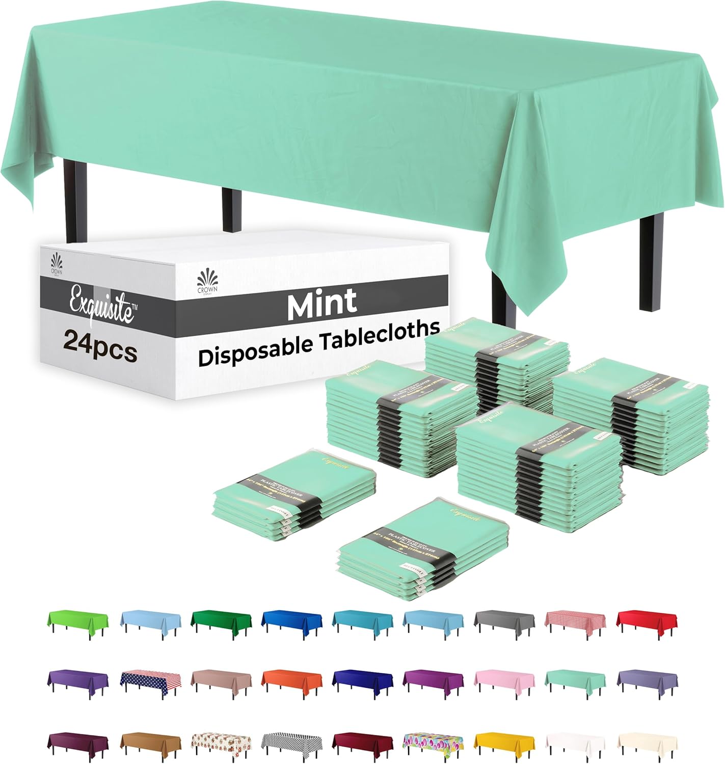 Amazon.com: Exquisite Party Solids Mint Rectangular Plastic Tablecloth ...
