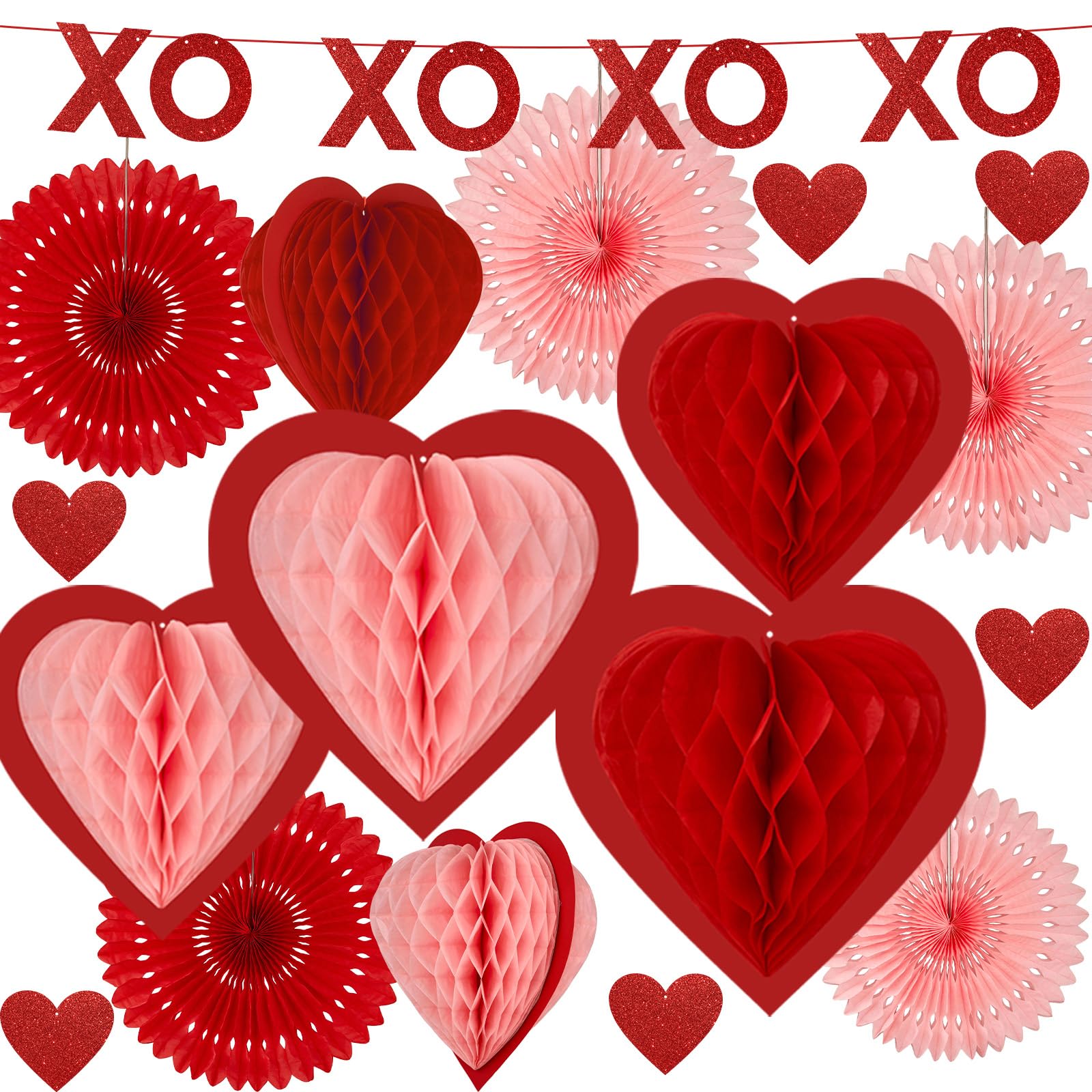 Amazon.com: PAPER FAIR 18Pcs Blush Pink Red Valentine's Day Party ...