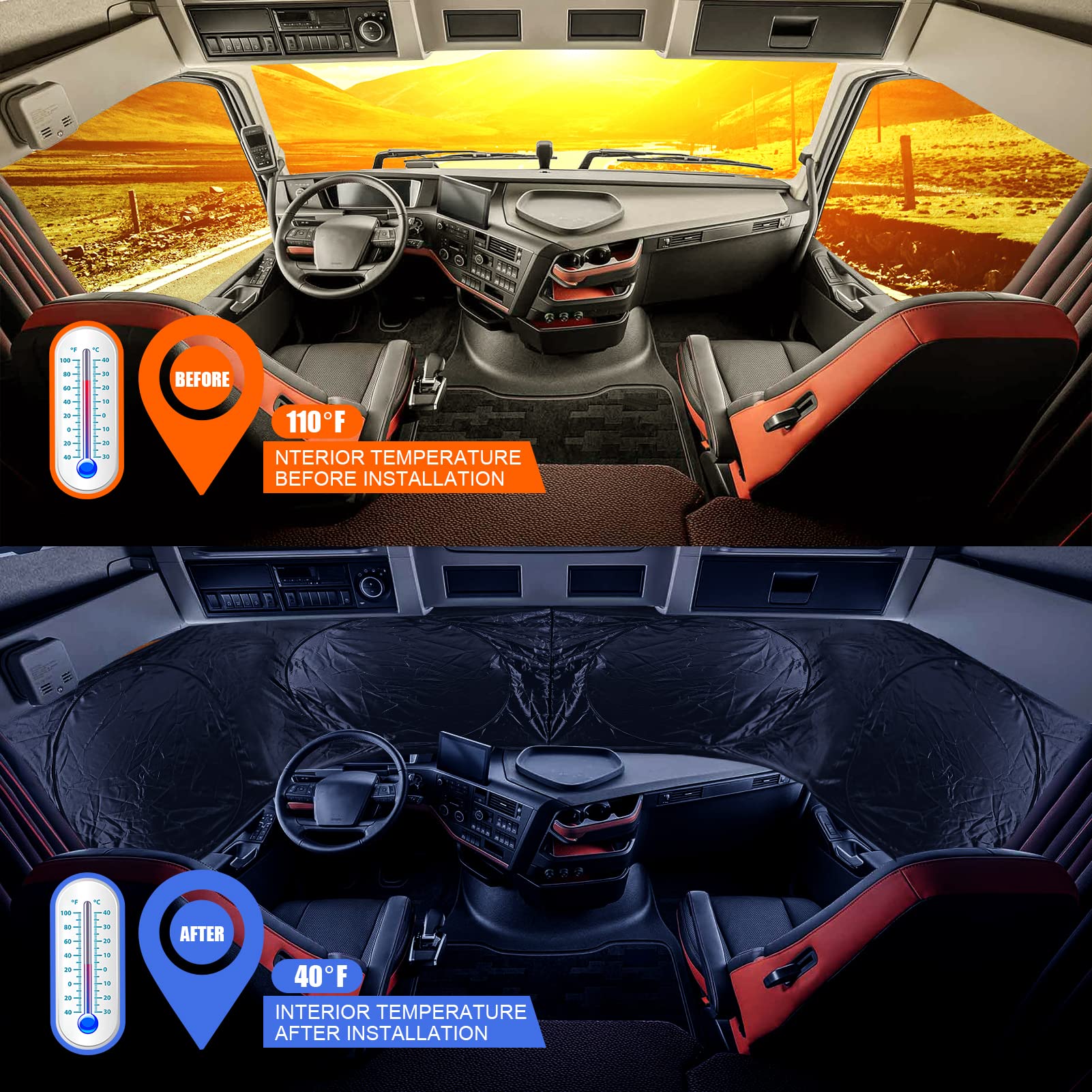 Snapklik.com : Semi-Truck Sun Shade For Windshield & Side Windows,240T ...