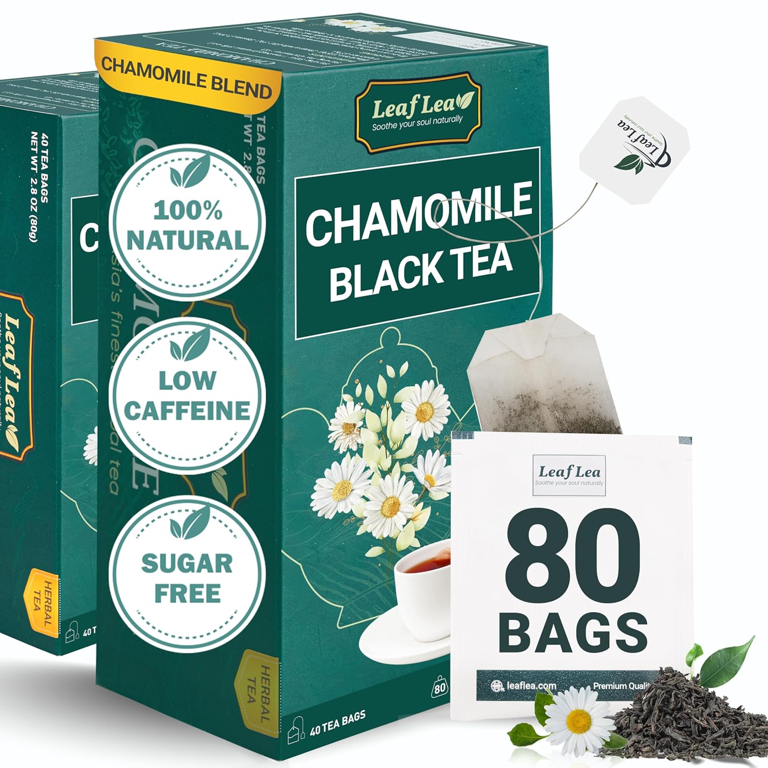 Amazon.com : LeafLea Chamomile and Black Tea Blend, Chamomile Tea Bags ...