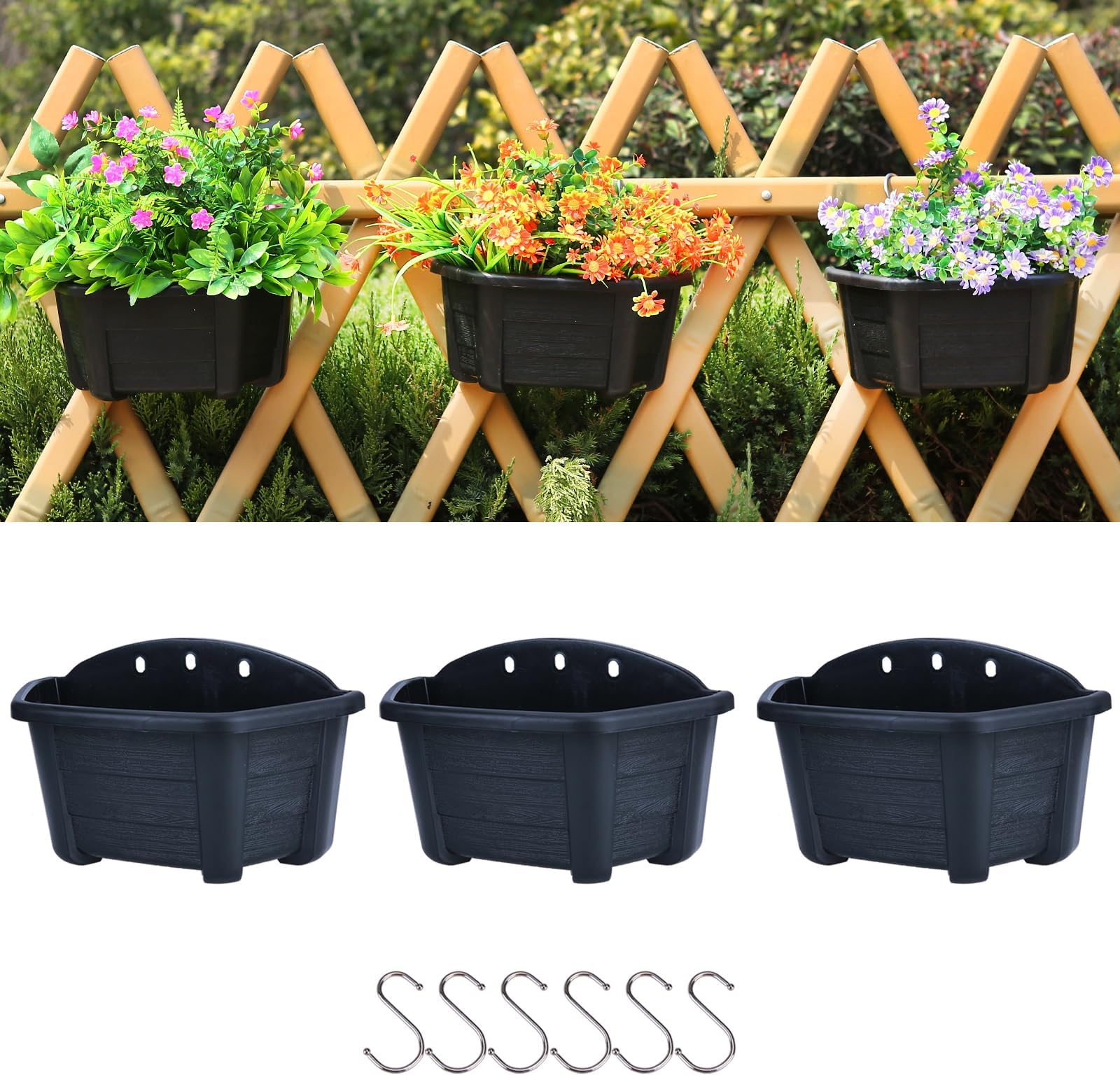 Amazon.com: Layhit 6 Pcs Wall Hanging Planters Outdoor Pot Planter Wine Barrel Planter ...