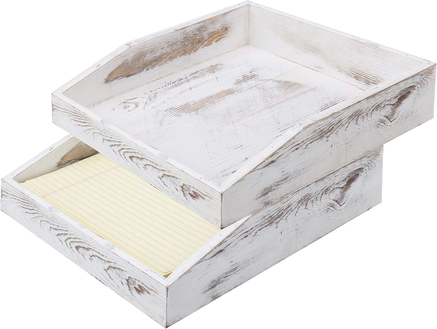Amazon.com: MyGift Shabby Whitewashed Wood Stackable Paper Tray ...
