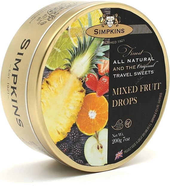 Simpkins Candy Travel Sweets | Mixed Fruit Drops | 7 Oz, Tin (Pack of 6 ...