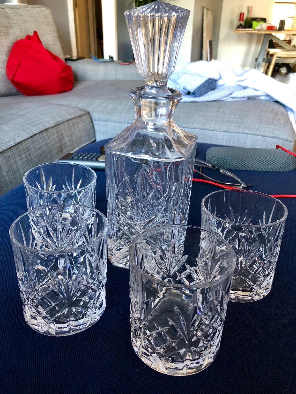 Amazon.com | Shannon 5 Piece Crystal Whiskey Bar Set - 4 Dofs & 1 ...