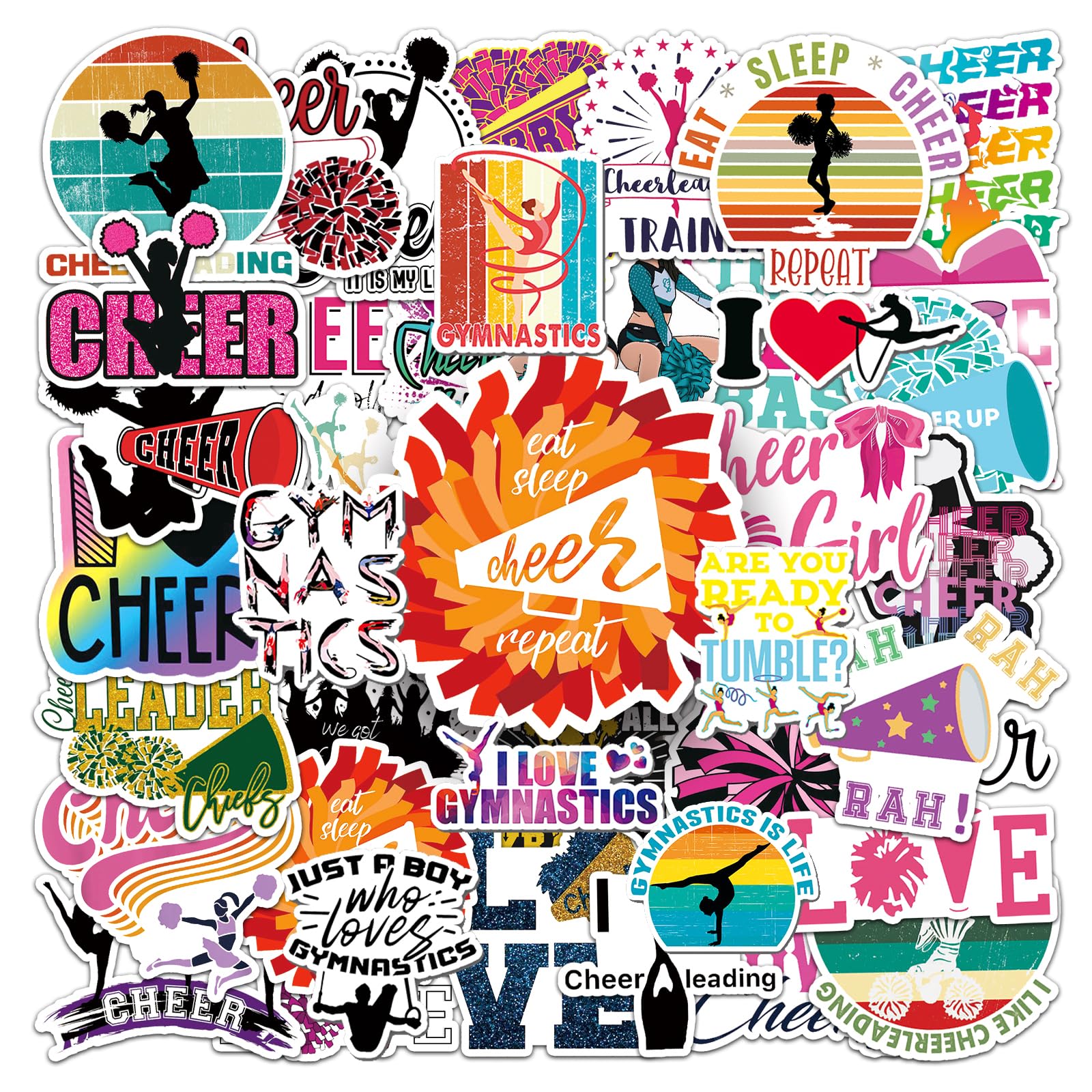 Amazon.com: 100PCS Cheerleading Stickers,Vinyl Waterproof Decals ...