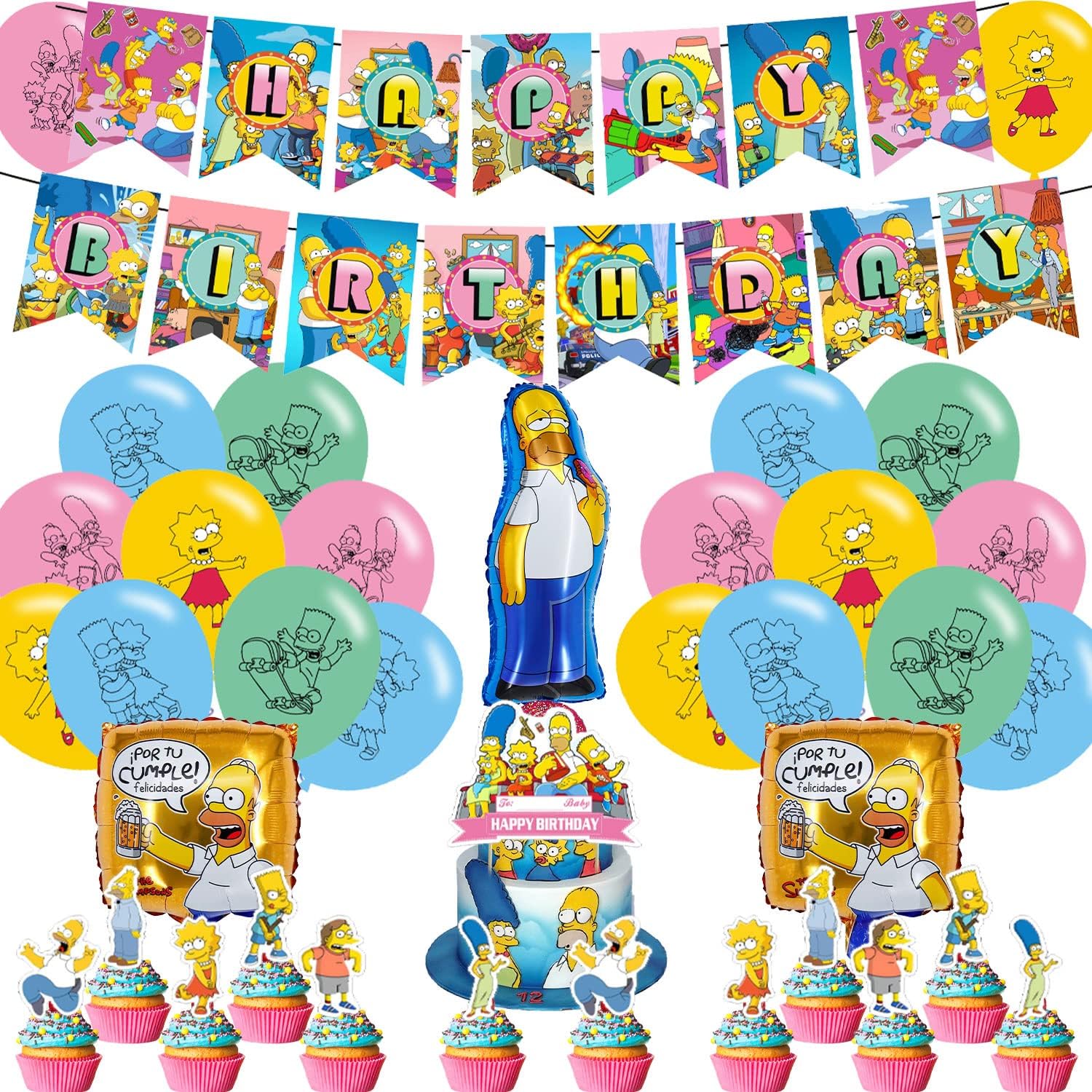 Amazon.com: Generic Simpsons Themed Birthday Party Pack - Includes ...