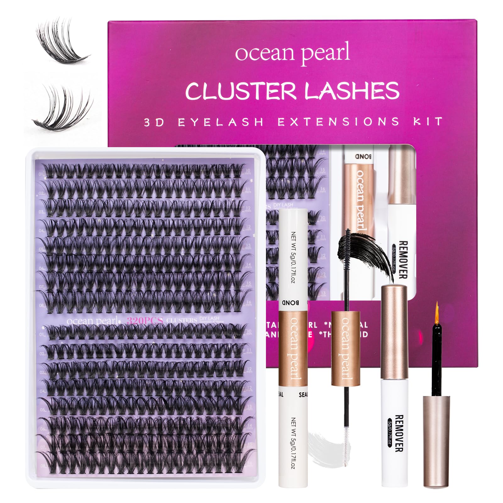 Amazon.com: OCEAN PEARL 40D 50D Lash Clusters Lash Extension Kit 320 ...