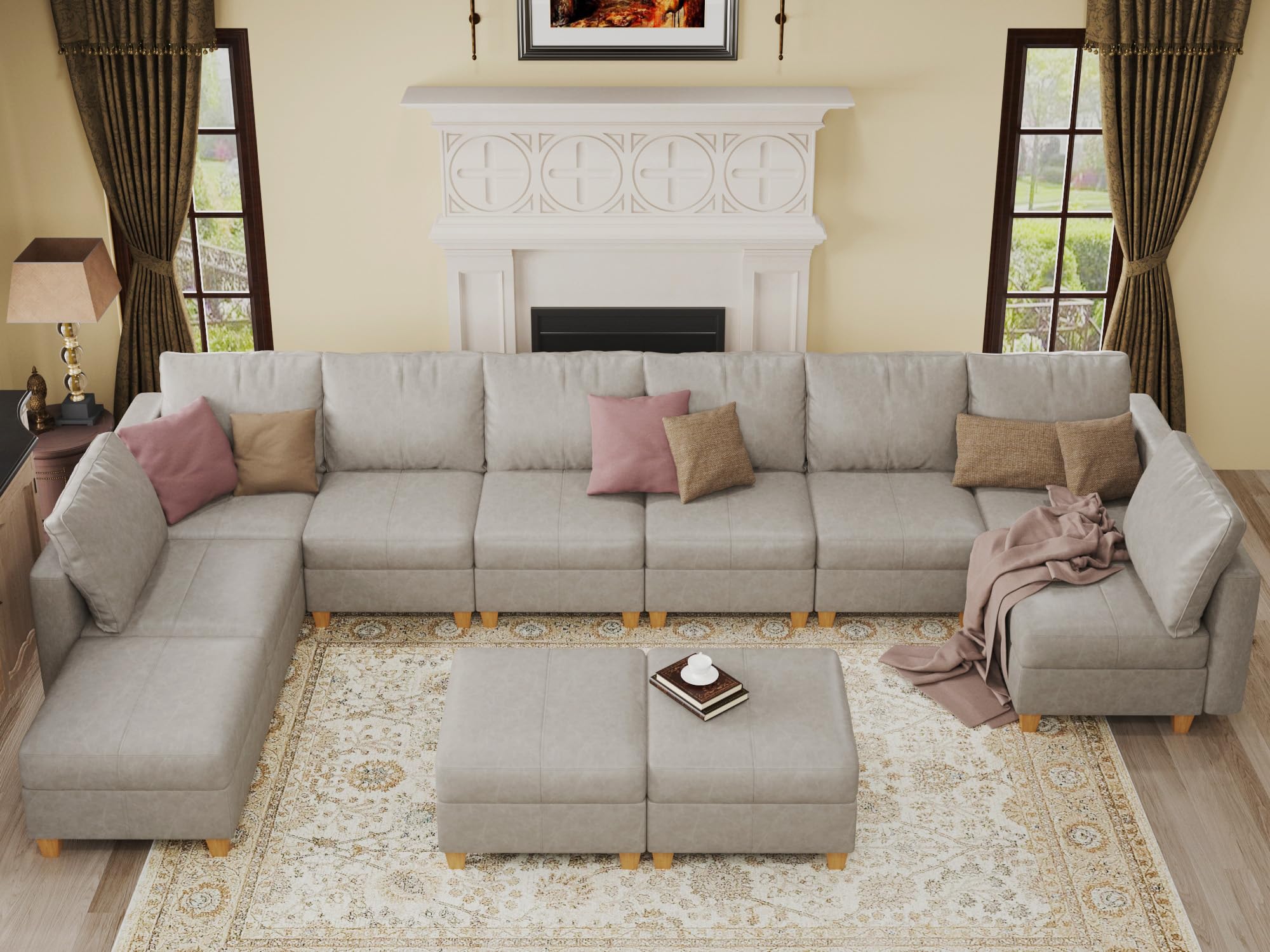 Amazon.com: EASE MOOSE Modular Sofa with Storage Seat, Faux Leather ...