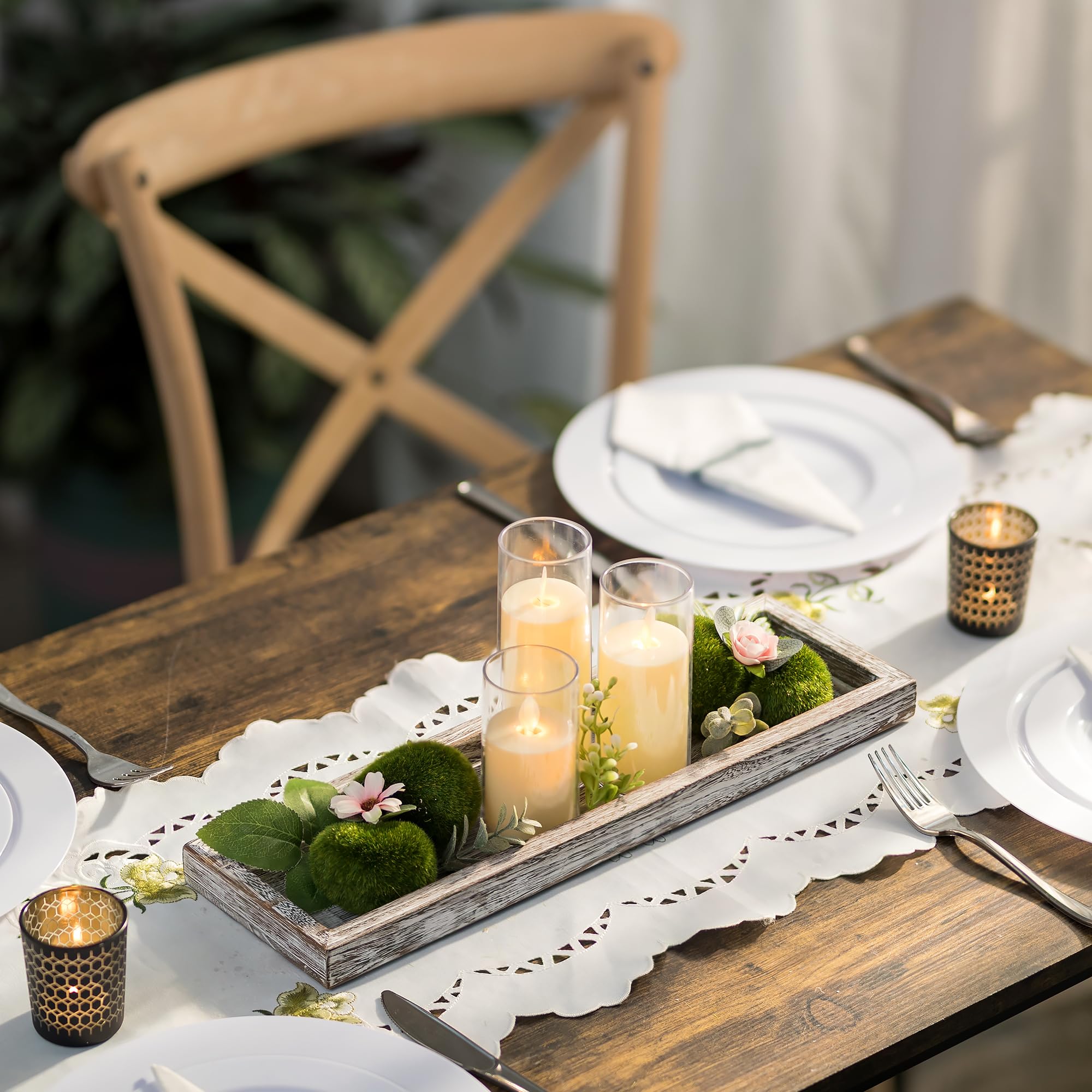 Snapklik.com : Romadedi Rustic Decorative Wood Candle Tray - 15" Wooden ...