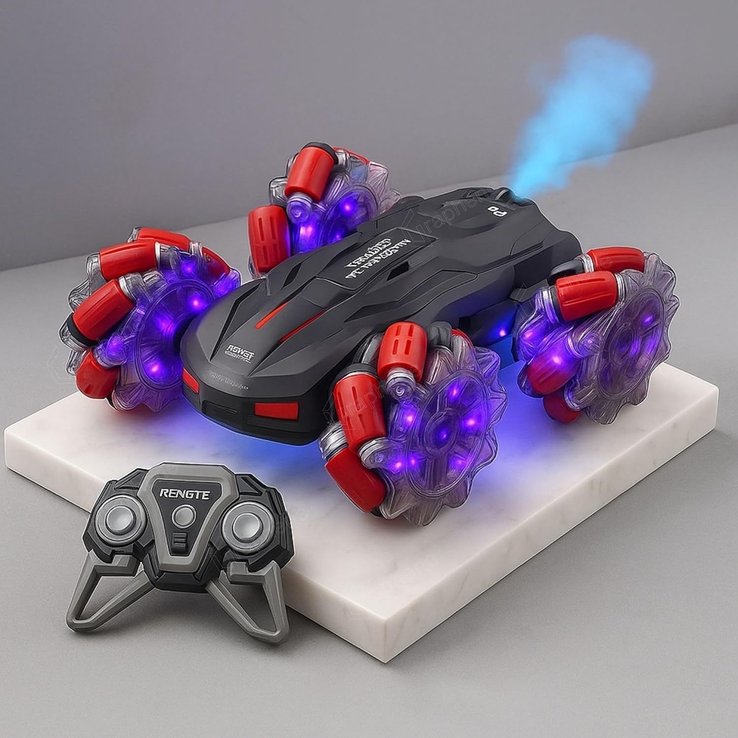 GRAPHENE 4WD 4 Wheel Drive Double Sided RC Smoke Stunt Drift Toy Car ...