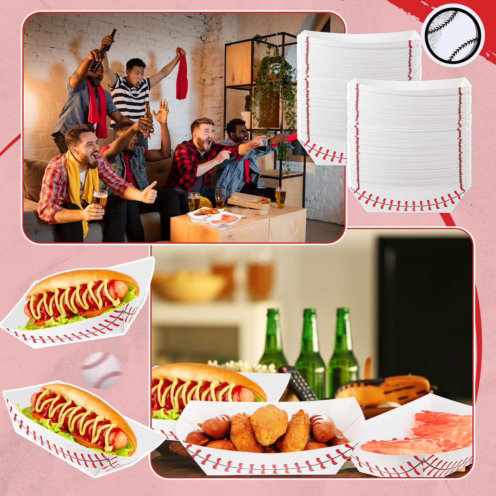 Snapklik.com : Roshtia 100 Pack Baseball Party Supplies Paper Food ...