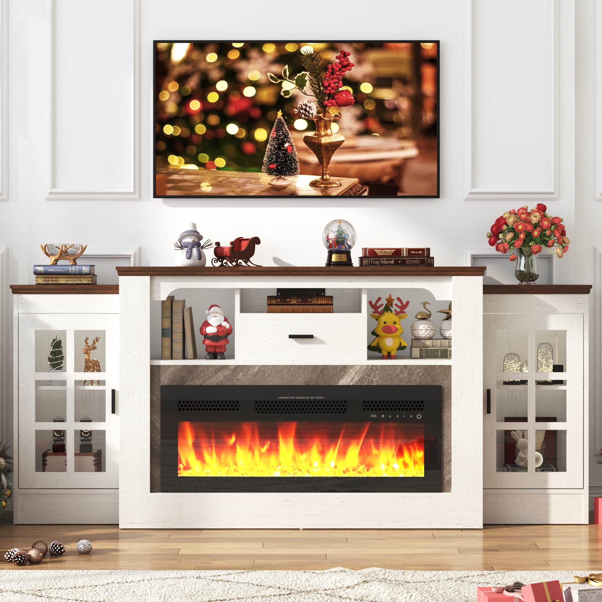 Amazon.com: 75" Electric Fireplace with Mantel,Heater,Power Outlets ...