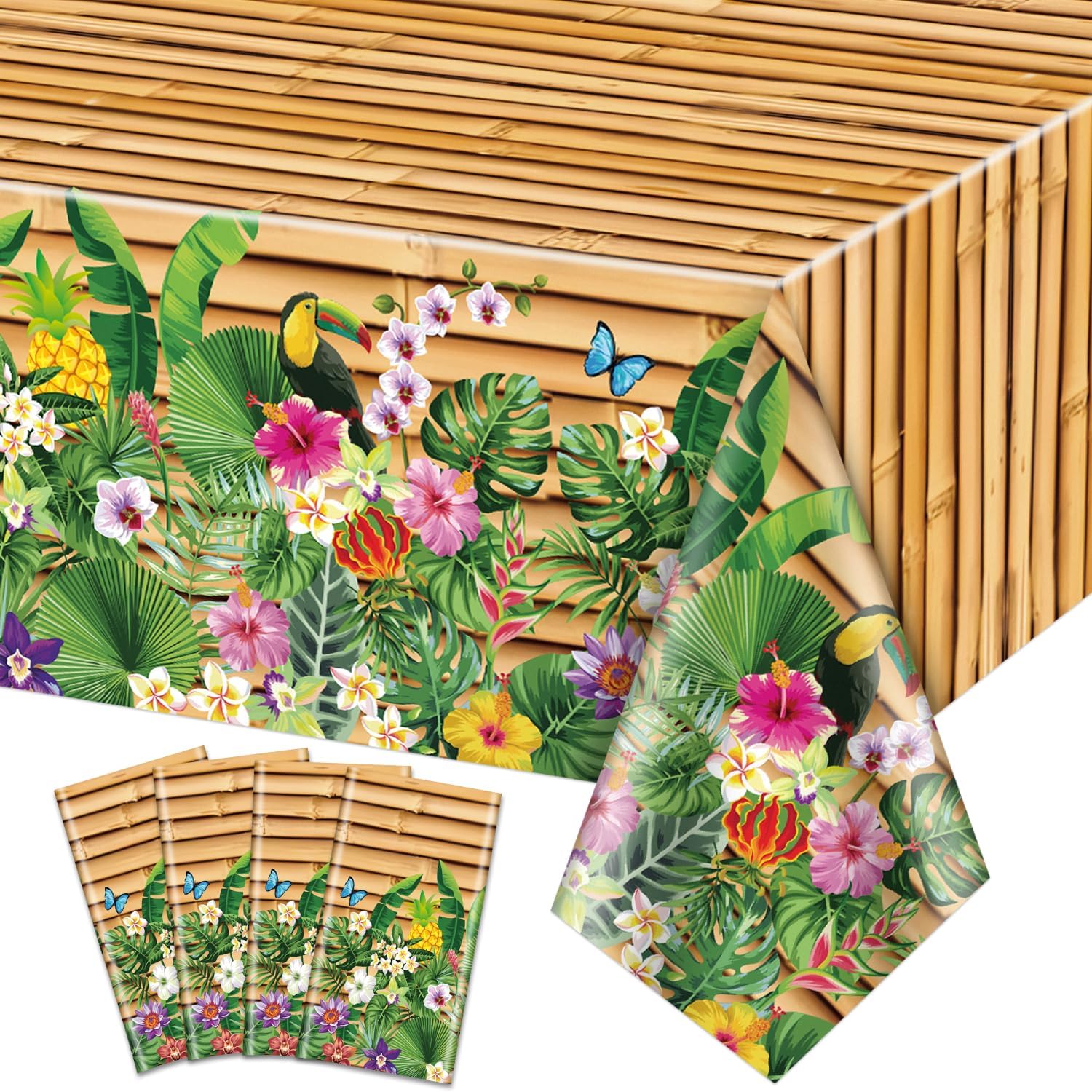 Amazon.com: XJLANTTE 4Pcs Hawaiian Party Tablecloths - 51 x 86.6 Luau ...