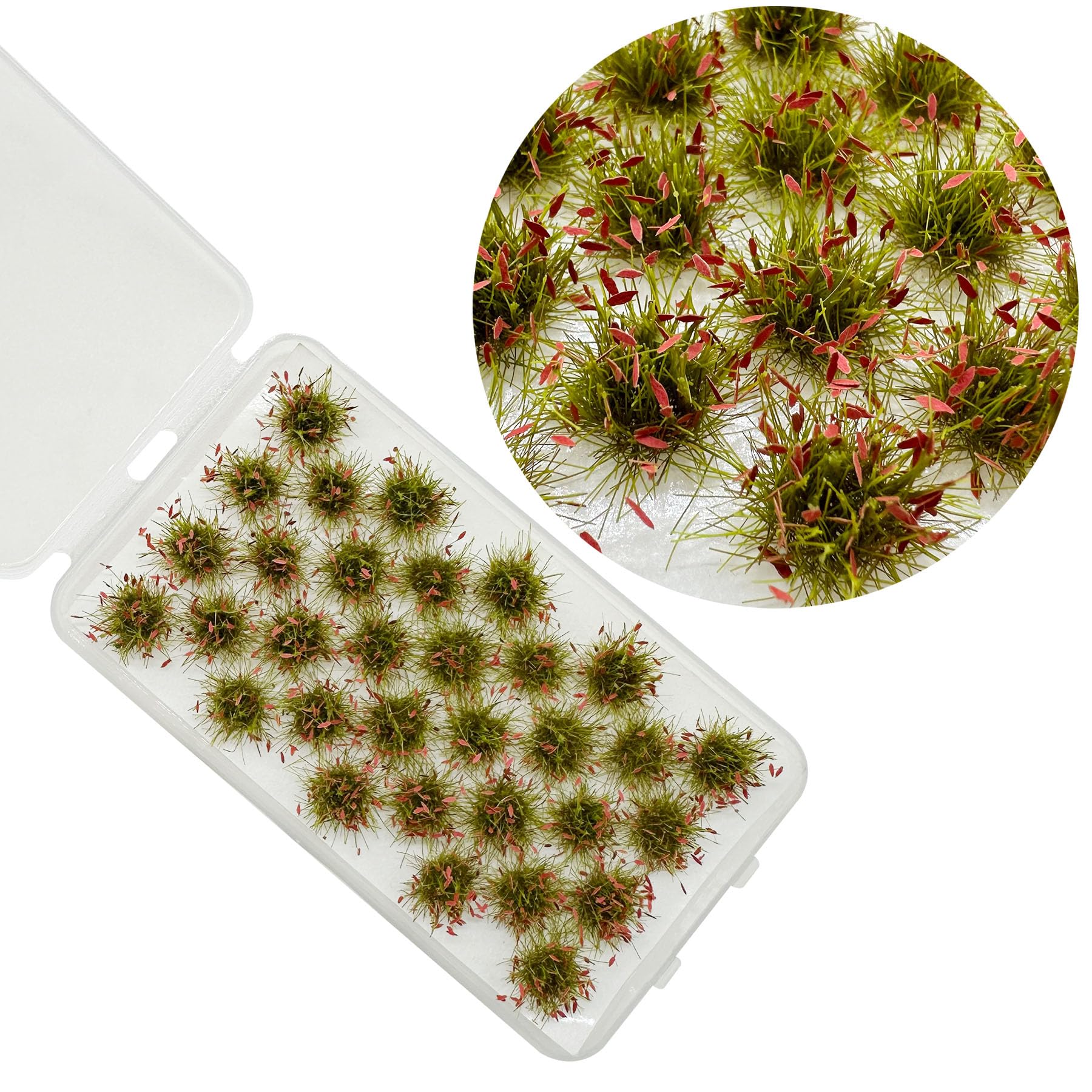 Woohome 32 PCS Miniature Grass Cluster, Red Static Grass Tuft Model ...
