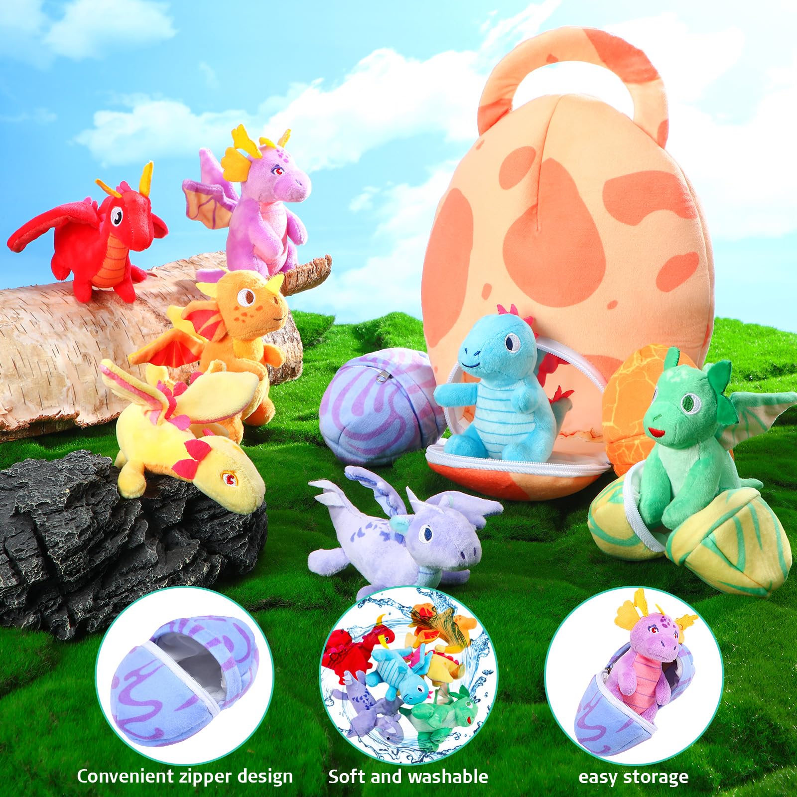 Snapklik.com : Zhanmai 11 Pcs Easter Dinosaur Stuffed Animal Small Dino ...