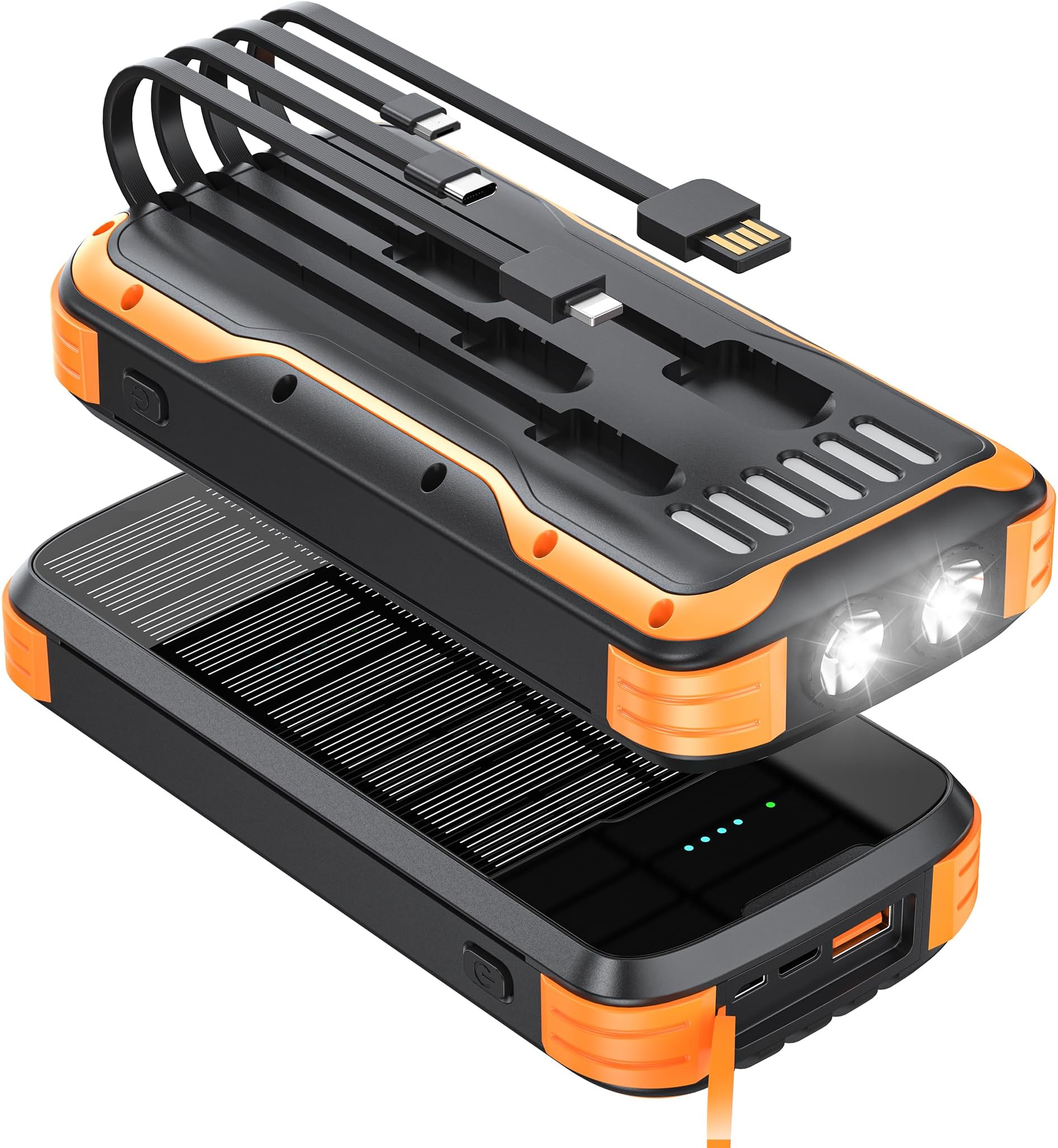 Amazon.com: BLAVOR Solar Power Bank 20000mAh Built in 4 Cables,20W Fast ...