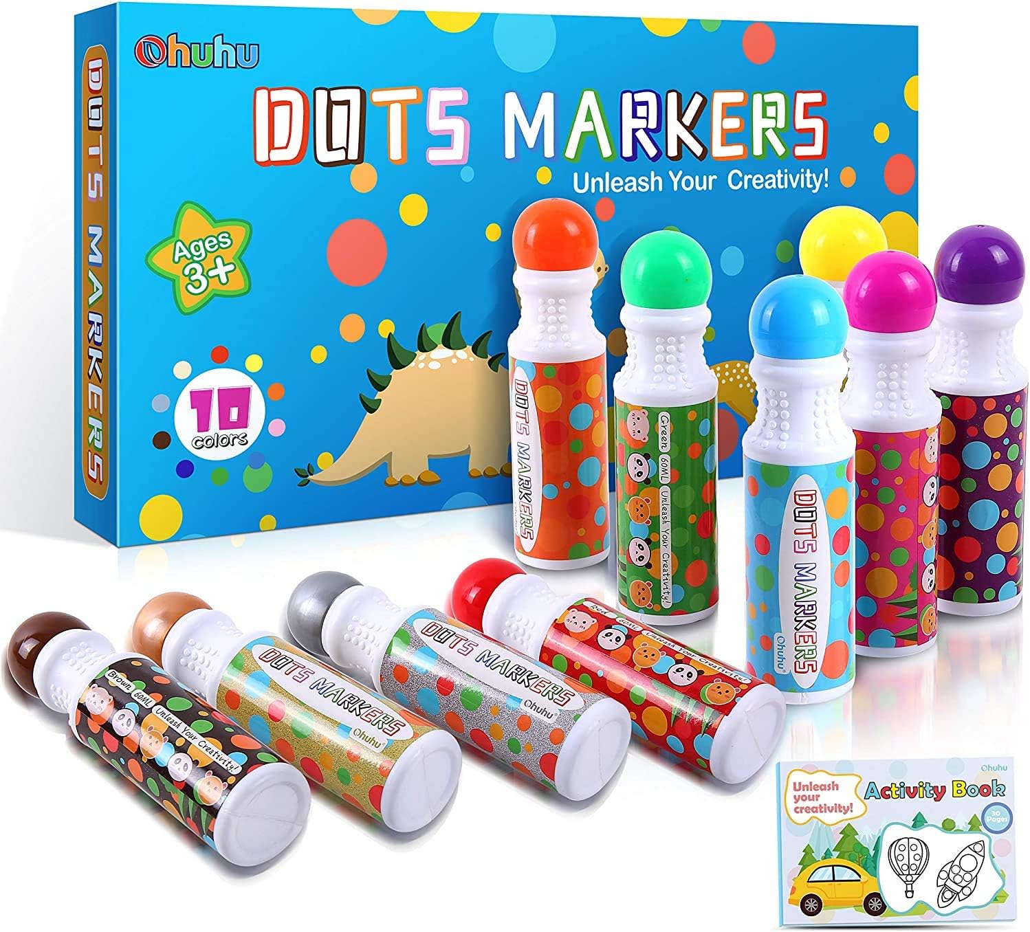 Dot Pens 18mm Ohuhu 10 Colours Bingo Daubers For Kids 60 Ml With 30 Dot Pens 18mm Ohuhu 10 Colours Bingo Daubers For Kids 60 Ml With 30