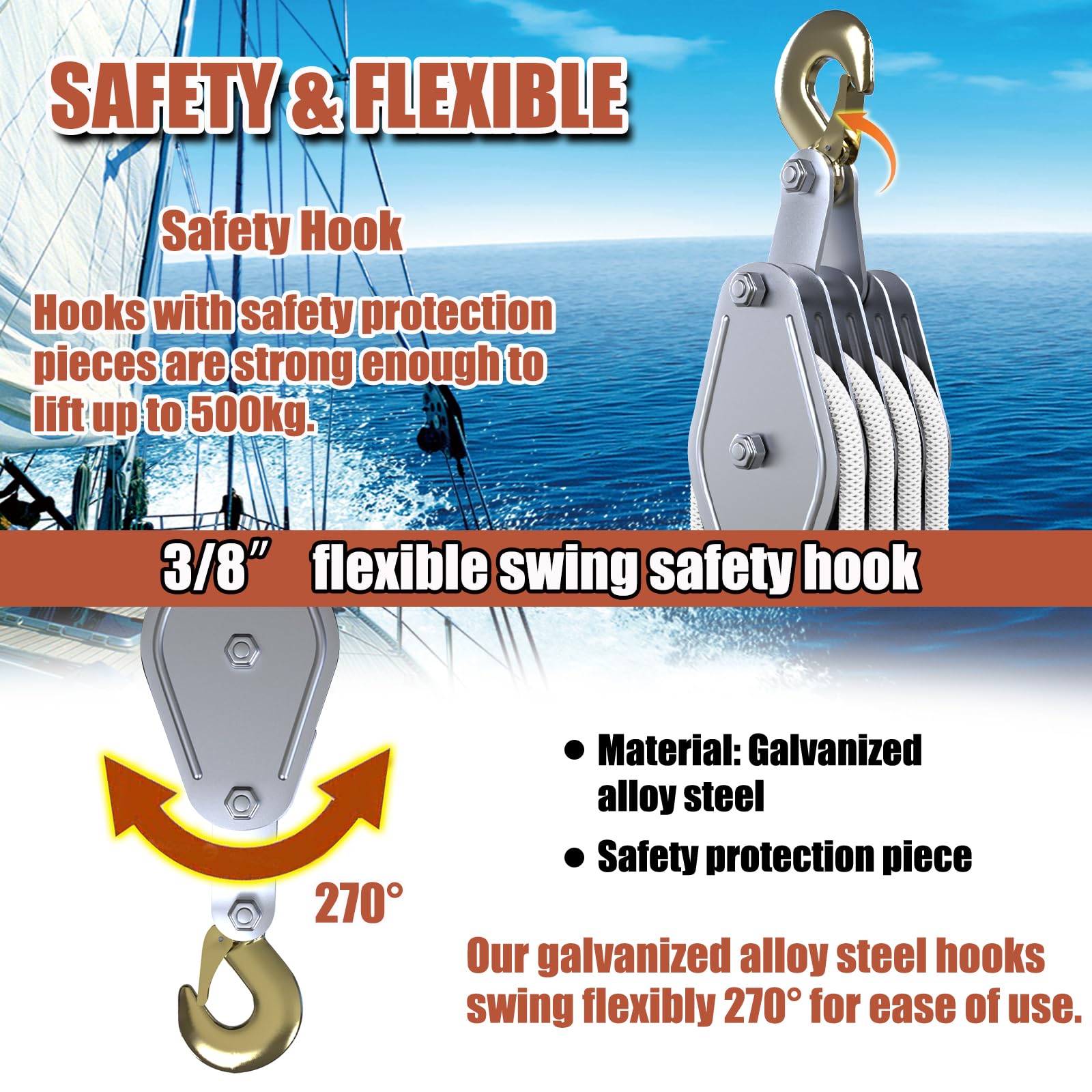 Snapklik.com : KITUYOTO Block And Tackle Pulley System 4400 LBS ...