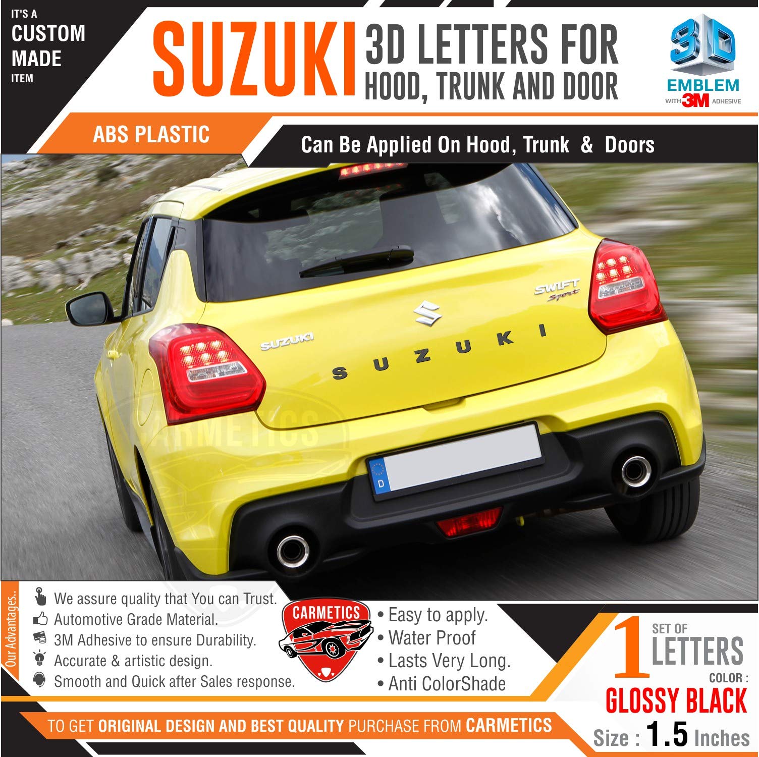 Buy CarMetics Suzuki 3D Car Sticker Logo Emblem Accessories Letters for ...