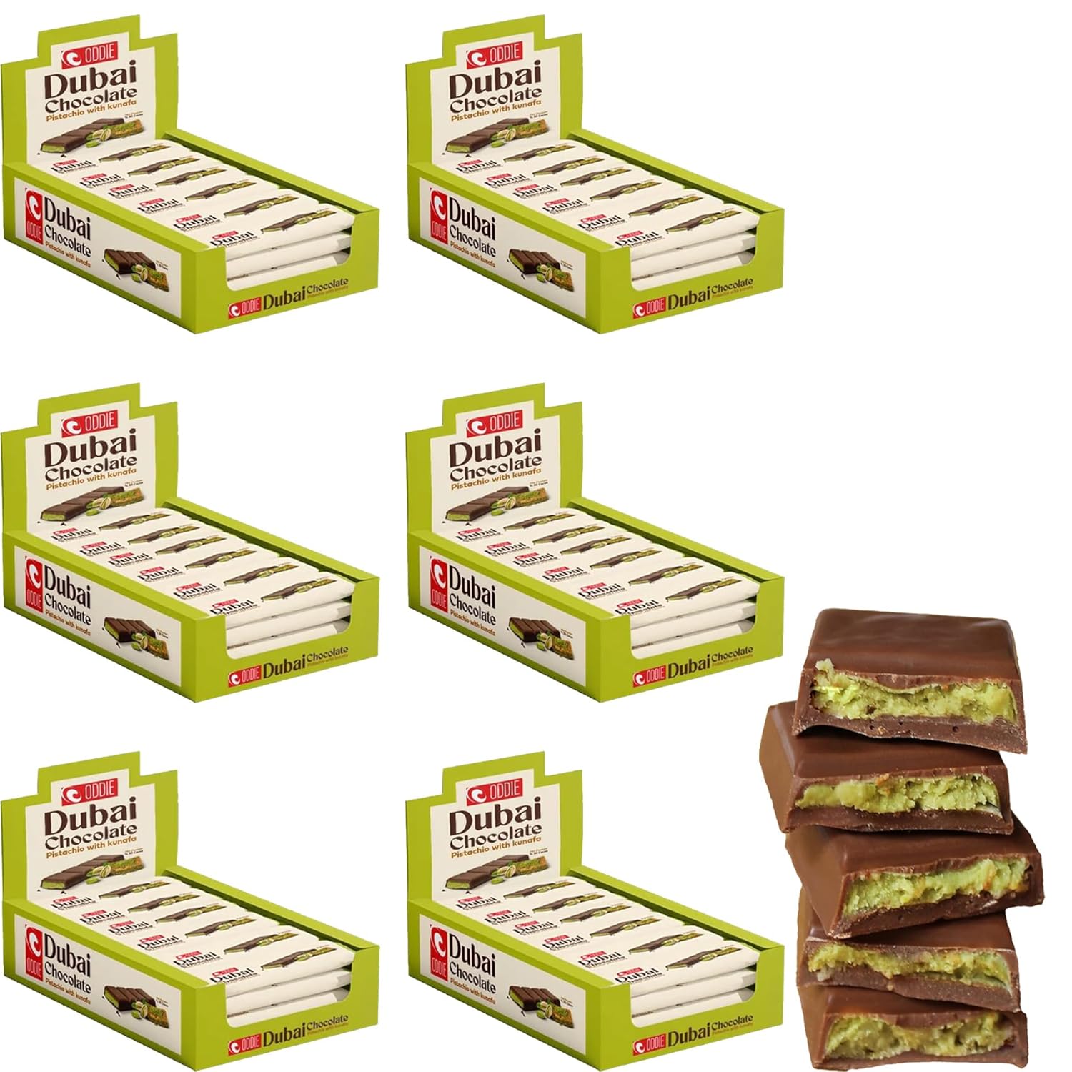 Amazon.com : Mini Dubai Chocolate (Pack of 24) Kunafa Pistachio Bar ...