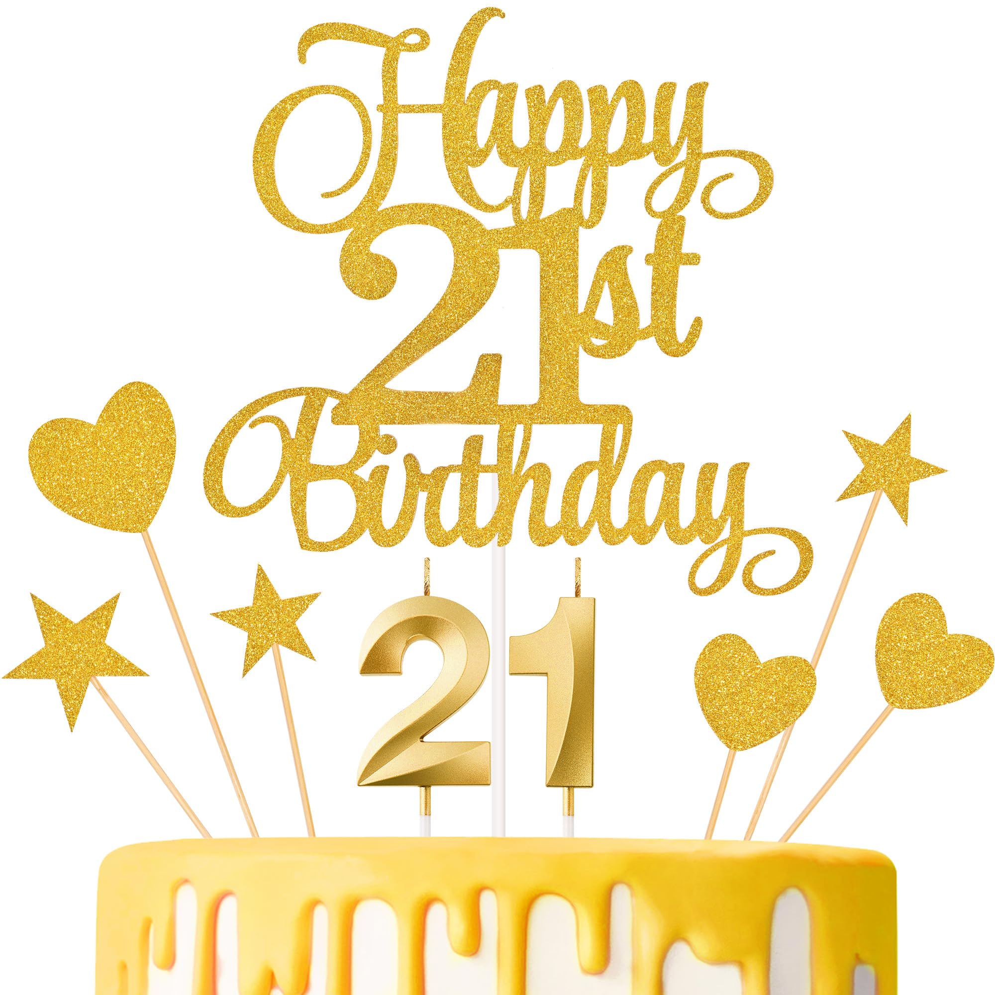 Amazon.com: Lecferrarc 21st Birthday Cake Decorations, 21st Birthday ...