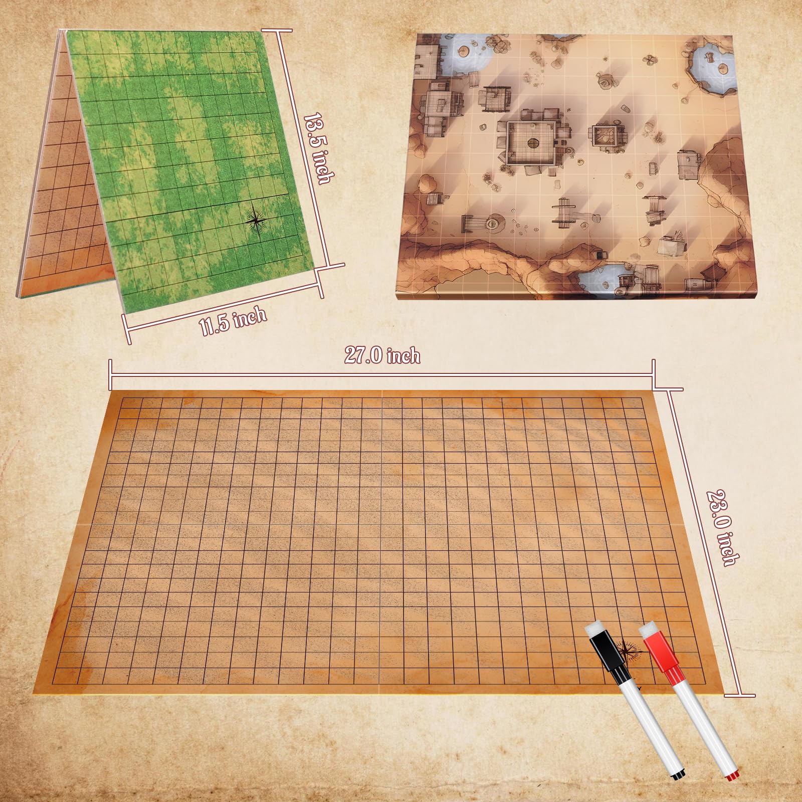 Snapklik.com : CZYY DND Foldable Mat Dry Erase TTRPG Map Grassland ...