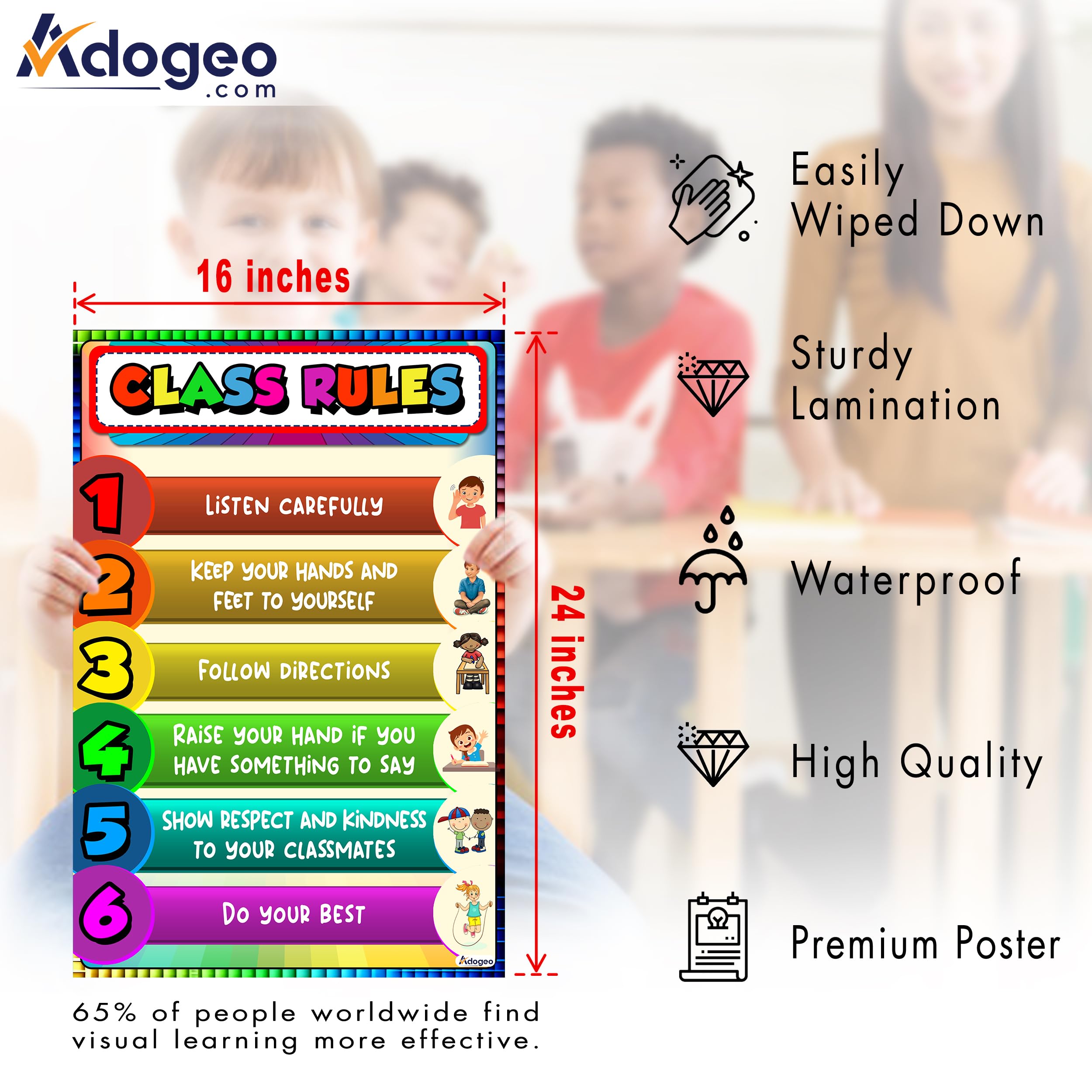Snapklik.com : Classroom Rules Poster - Display Of Class Guidelines For Elementary