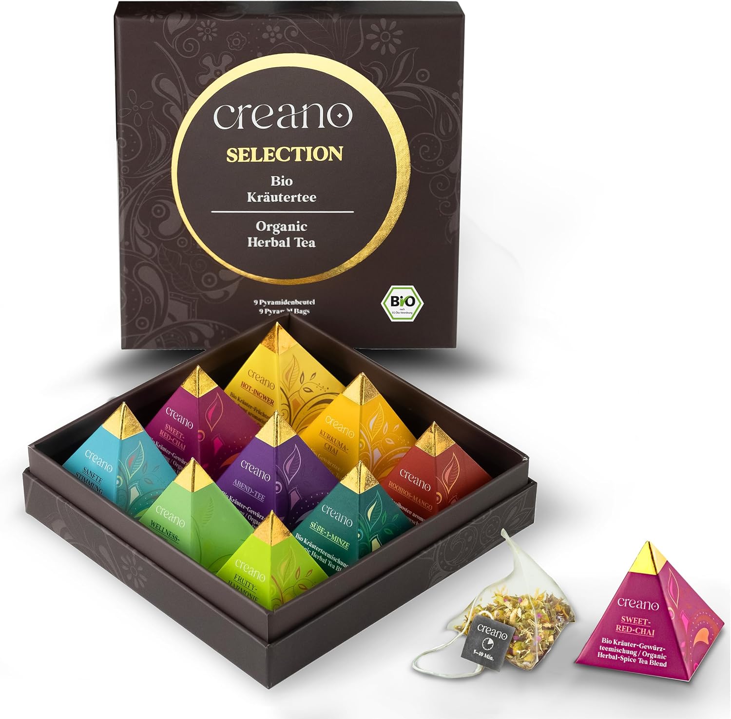Creano Set Regalo Tisane Biologiche Premium "Organic Herbal Tea" – 9x ...