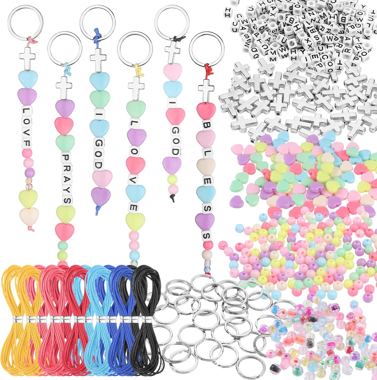Amazon.com: 592 Pcs DIY Religious Bead Keychains Sunday School Crafts ...
